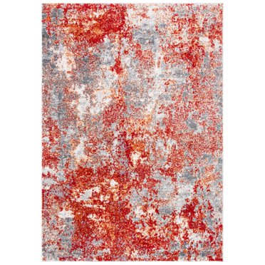 SAFAVIEH Hollywood Dalton Abstract Area Rug, Grey/Red, 4' x 6 ...