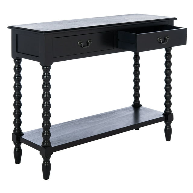 SAFAVIEH Athena French 2-Drawer Black Wood Rectangle Console Table (35. ...
