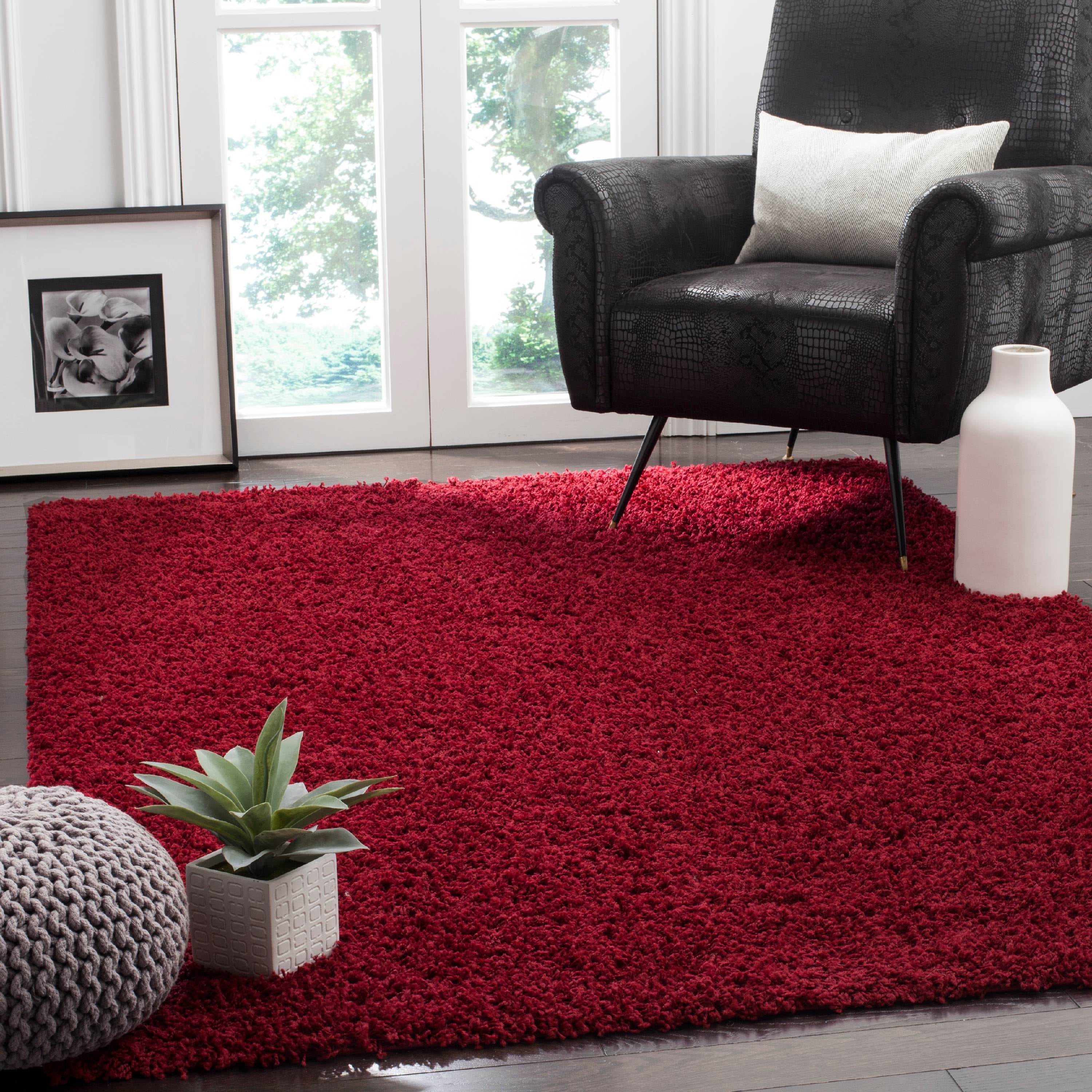 SAFAVIEH Athens Solid Plush Shag Area Rug, Red, 8' x 10' - Walmart.com