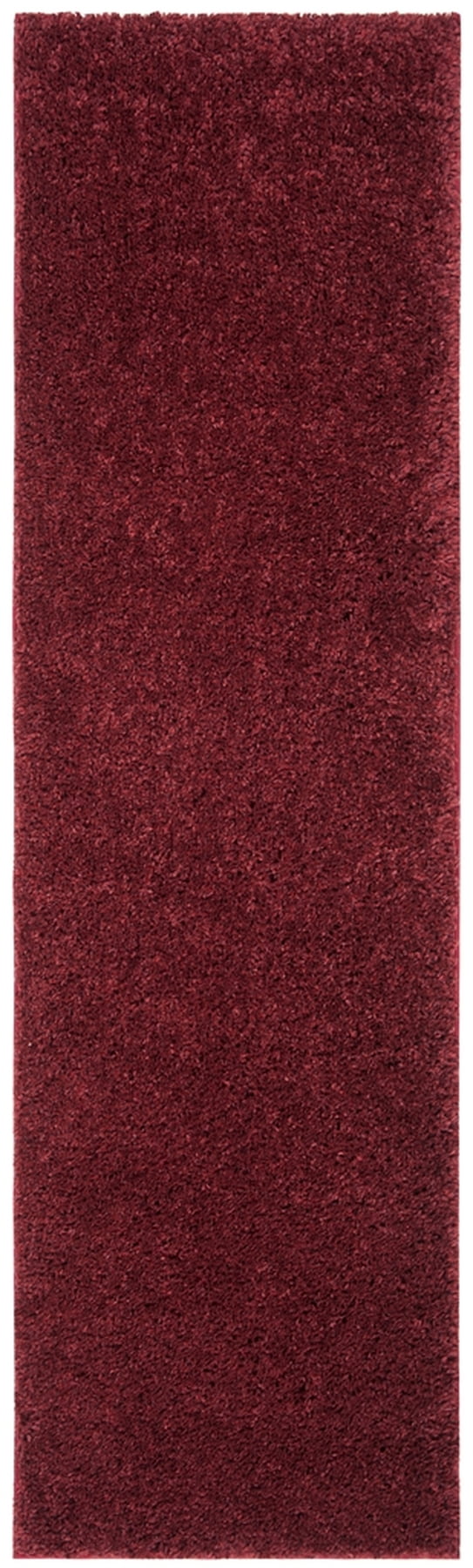 SAFAVIEH August Carlene Solid Plush Shag Runner Rug, Burgundy, 2'3" x 8 ...