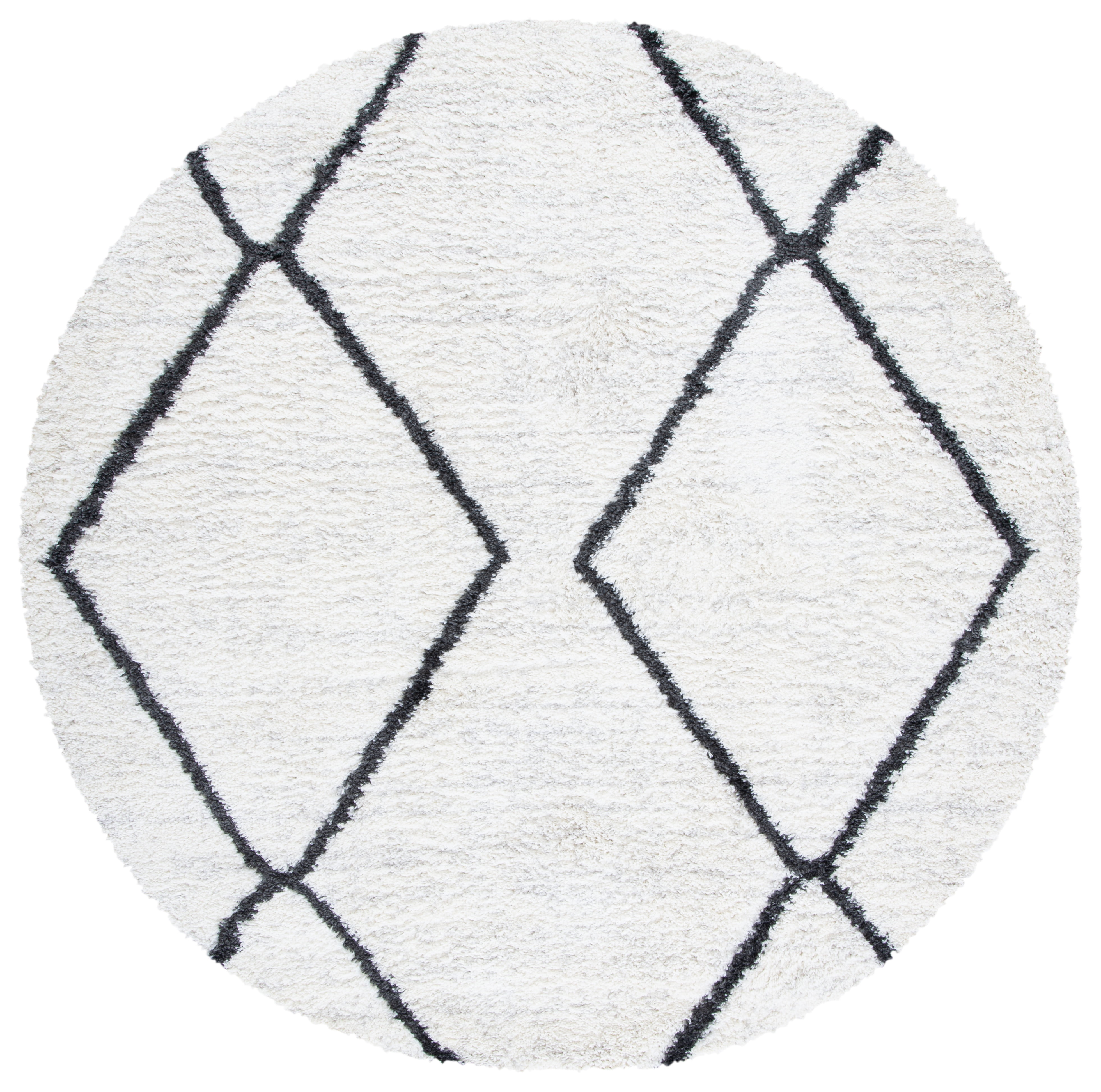 SAFAVIEH August Delroy Diamond Shag Area Rug, Ivory/Dark Grey, 6'7" x 6 ...