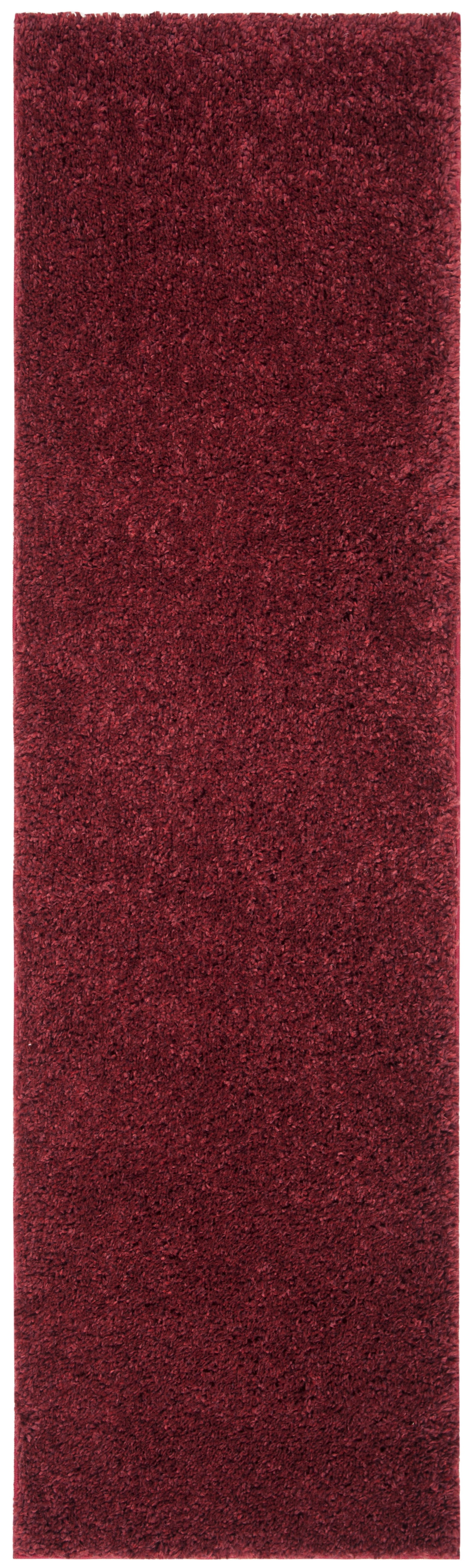 SAFAVIEH August Carlene Solid Plush Shag Runner Rug, Burgundy, 2'3" x ...