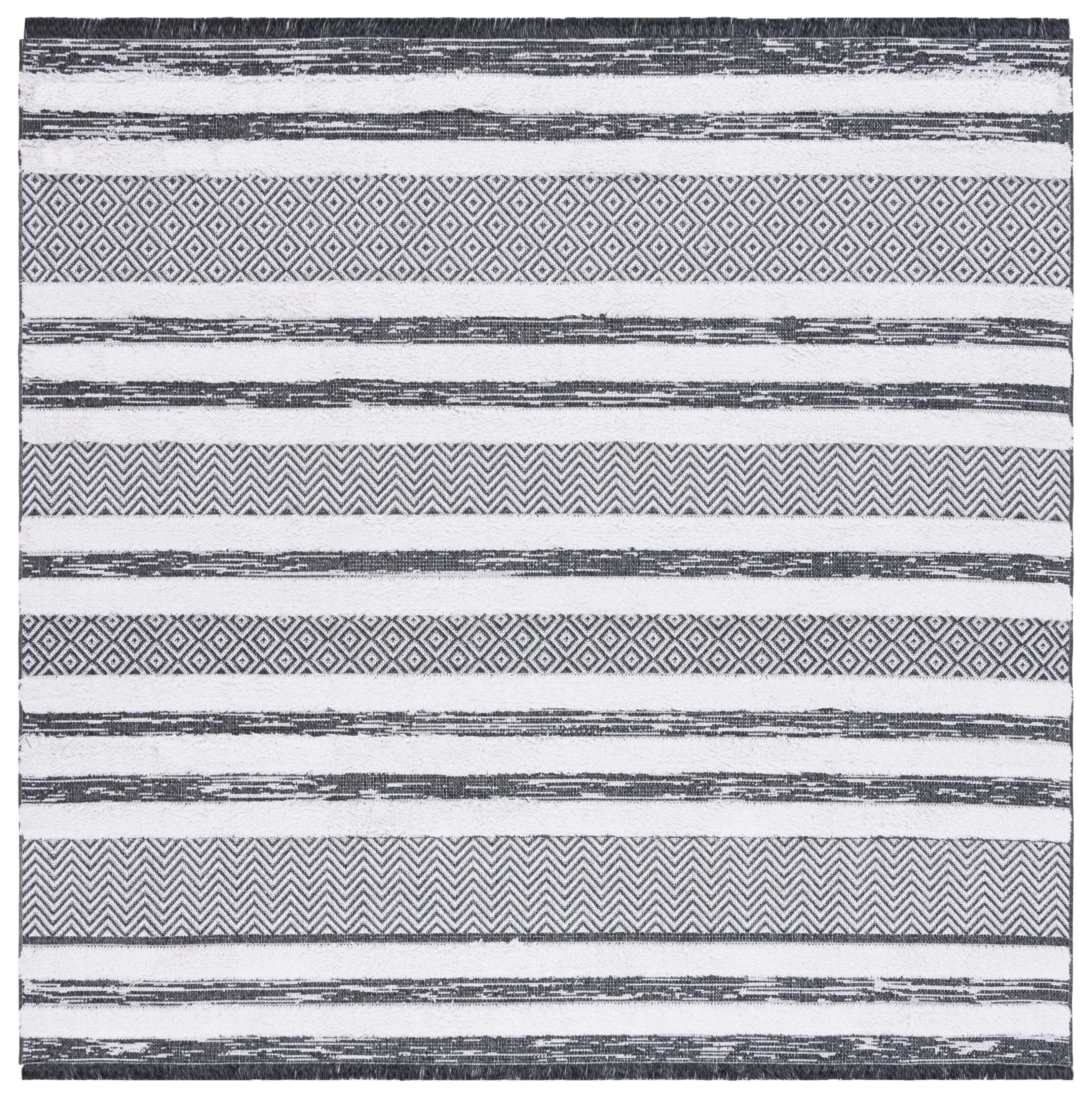 SAFAVIEH Augustine Maggie Stripe Area Rug, Black/Ivory, 6'4" x 6'4 ...