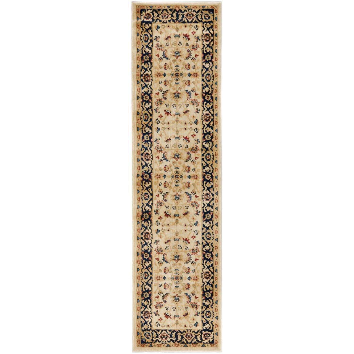 SAFAVIEH Austin Napier Traditional Runner Rug, Cream/Navy, 2'3" x 8 ...