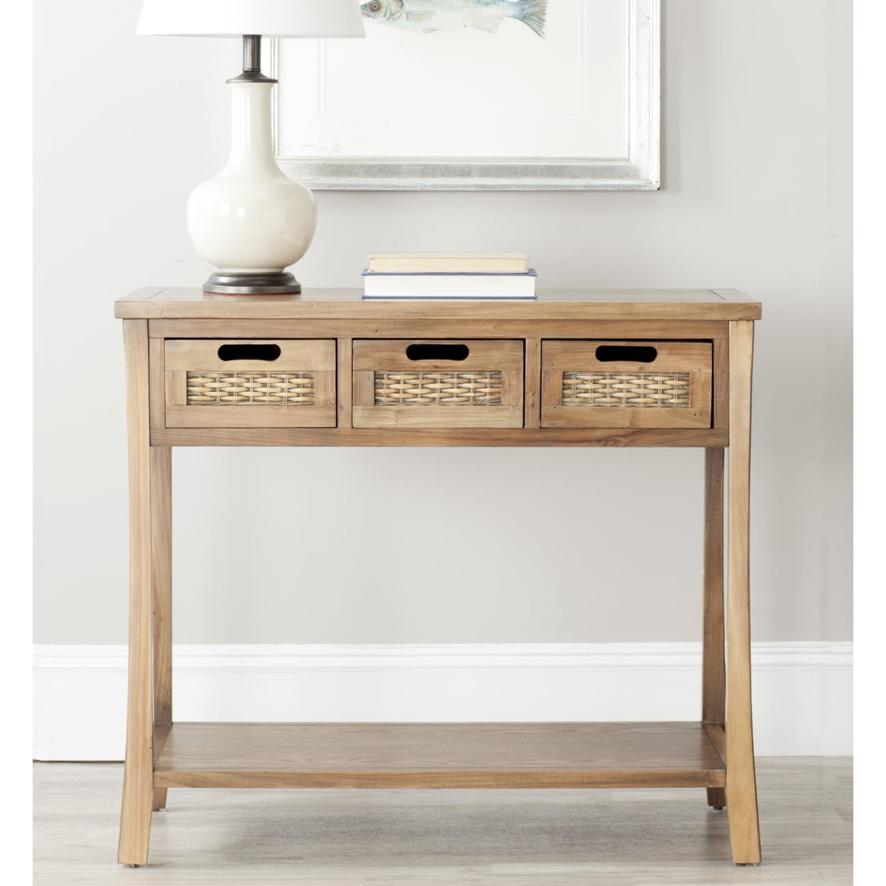SAFAVIEH Autumn 3-Drawer Console Table Oak - Walmart.com