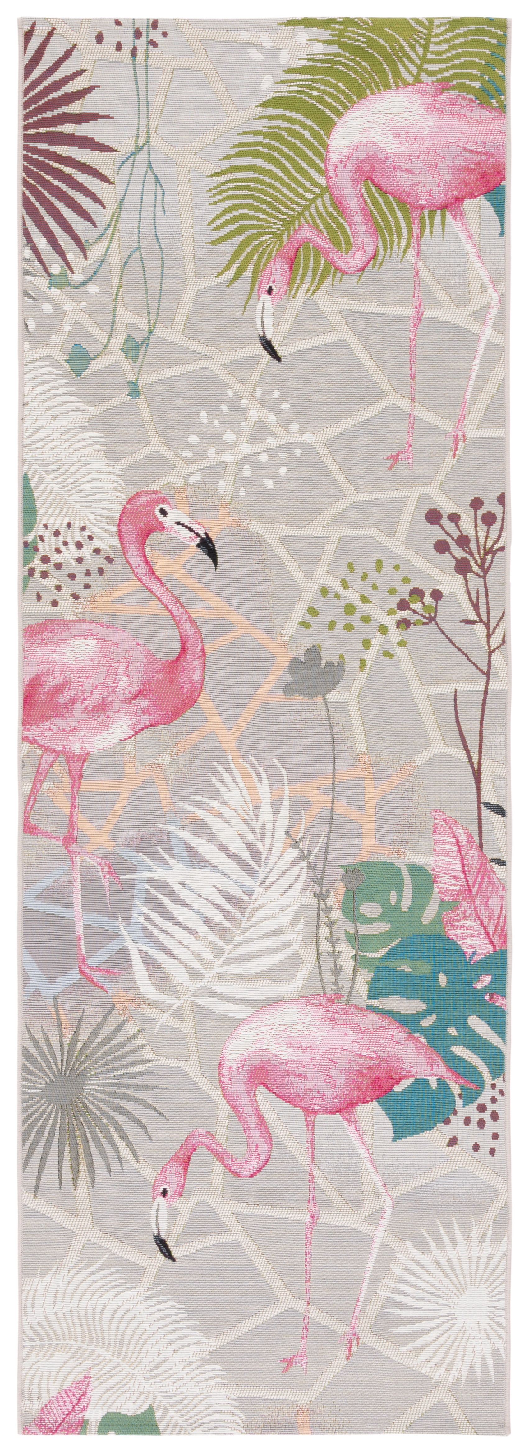 SAFAVIEH Barbados Flamingos Outdoor Runner Rug, Grey/Pink, 2'8" x 8 ...