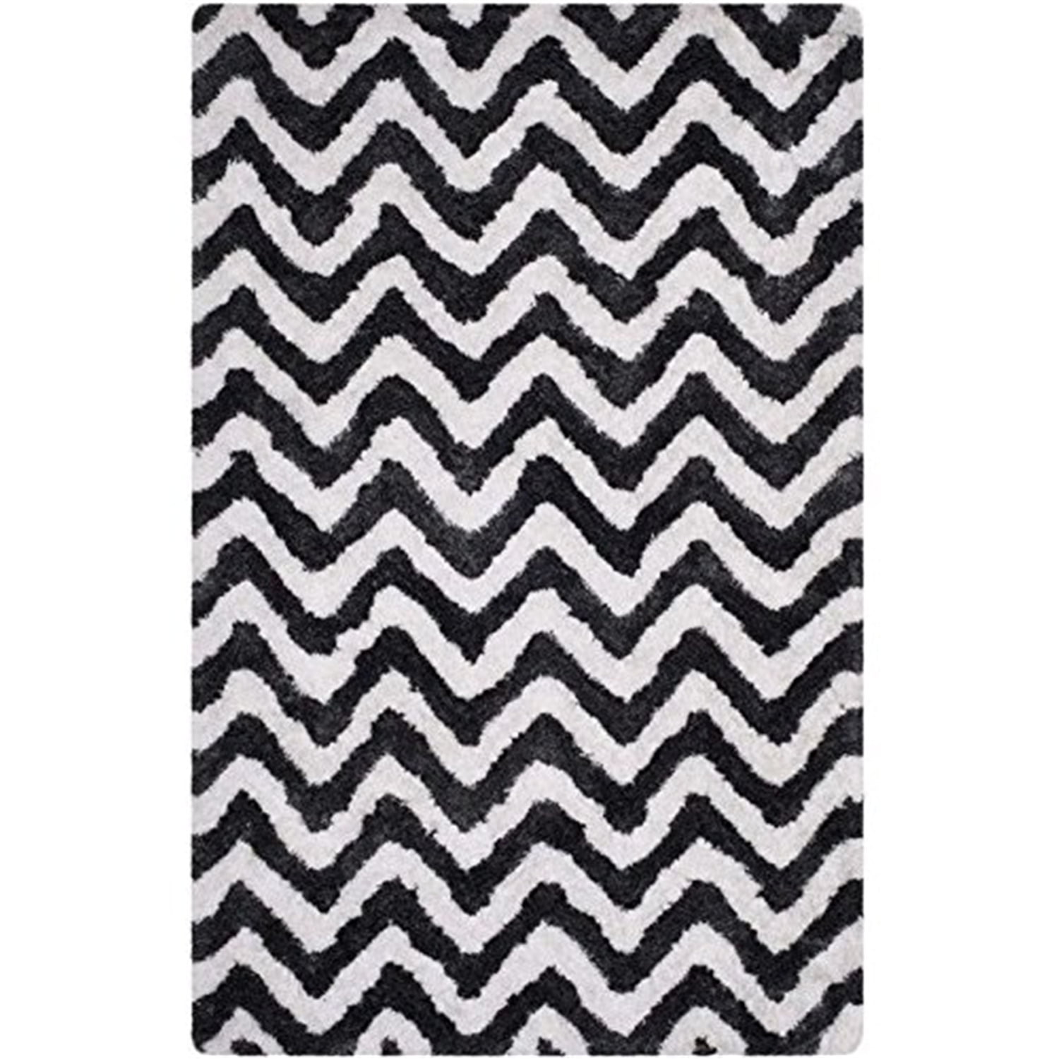 SAFAVIEH Barcelona Carmella Chevron Stripes Shag Area Rug, Graphite/Ivory, 3' x 5' - Walmart.com