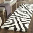 SAFAVIEH Barcelona Dortha Geometric Shag Runner Rug, Graphite/Ivory, 2 ...