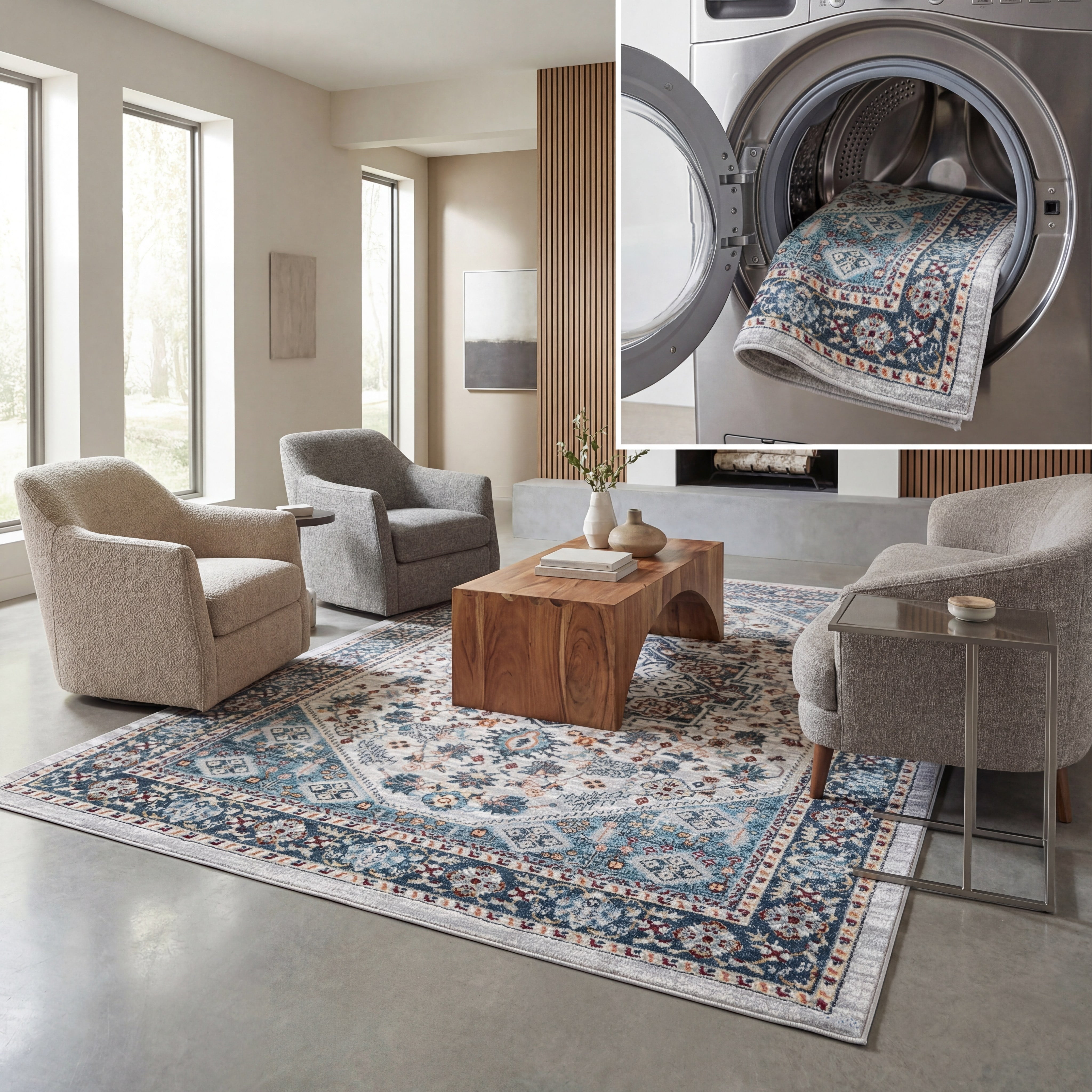 SAFAVIEH Bayside Keila Oriental Polyester Machine Washable Area Rug ...