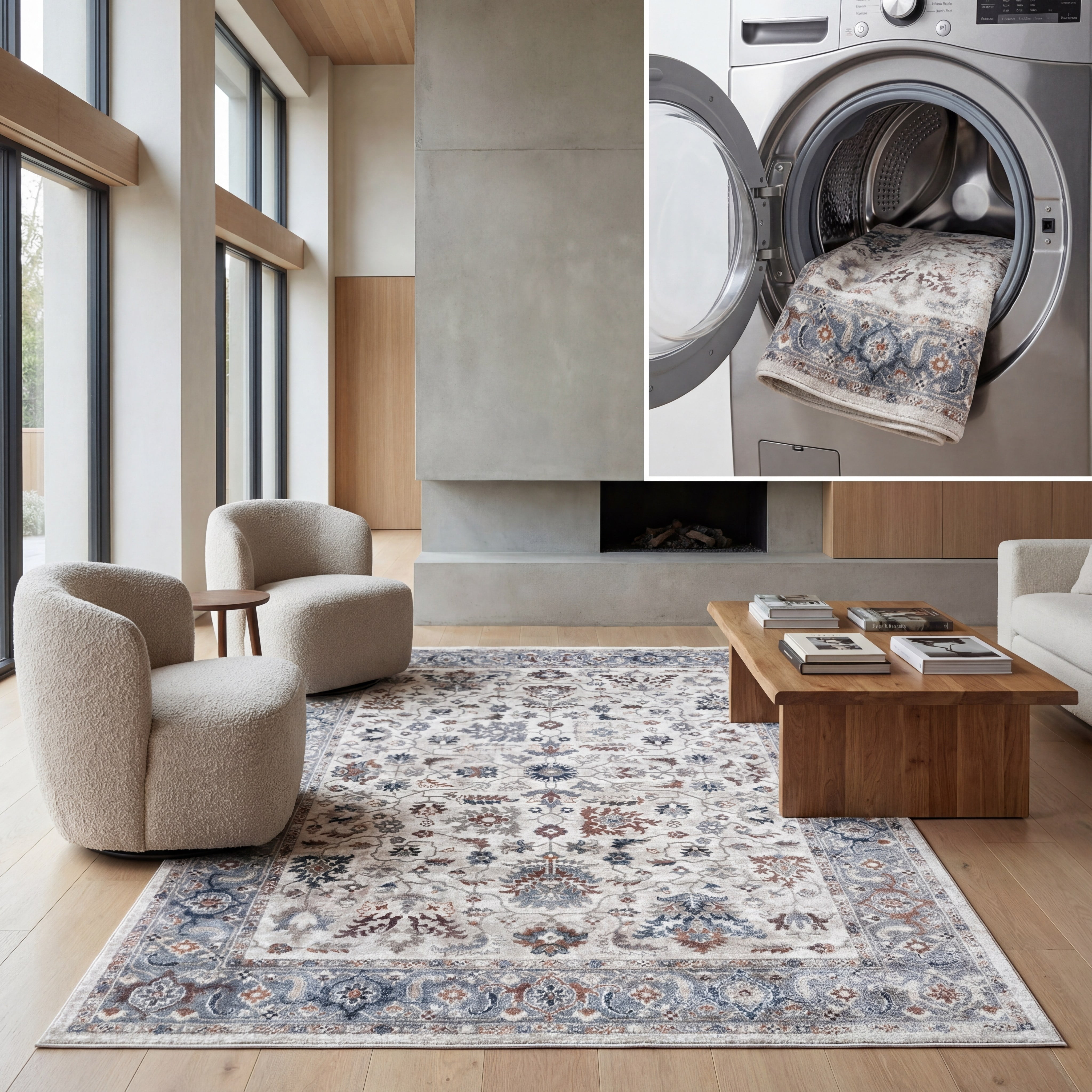 SAFAVIEH Bayside Sheryll Floral Polyester Machine Washable Area Rug ...