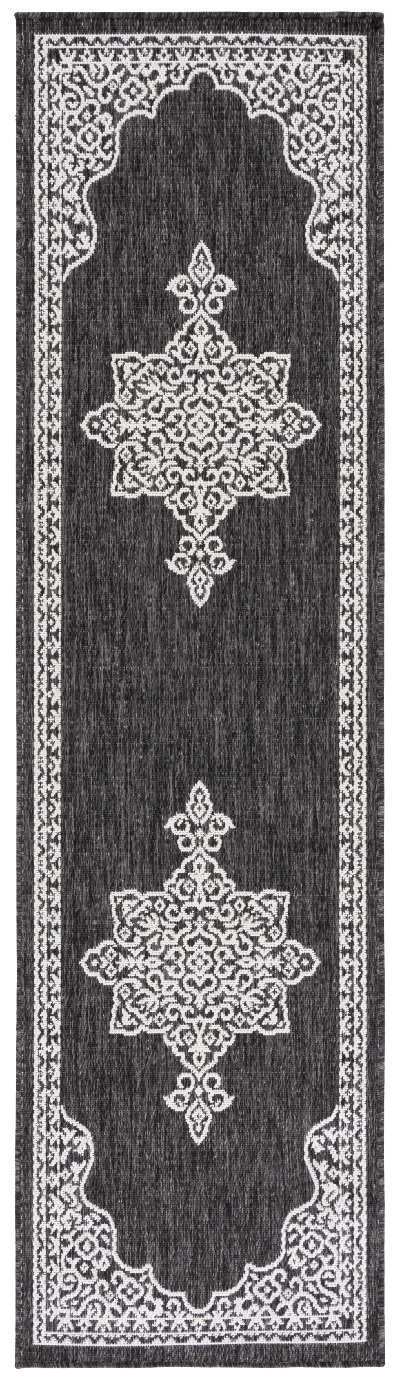 SAFAVIEH Beach House Hubert Medallion Indoor/Outdoor Runner Rug ...