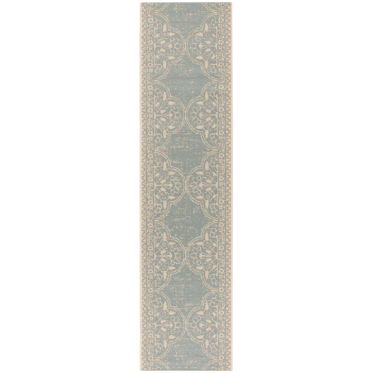 SAFAVIEH Beach House Justine Geometric Indoor/Outdoor Runner Rug, Cream ...