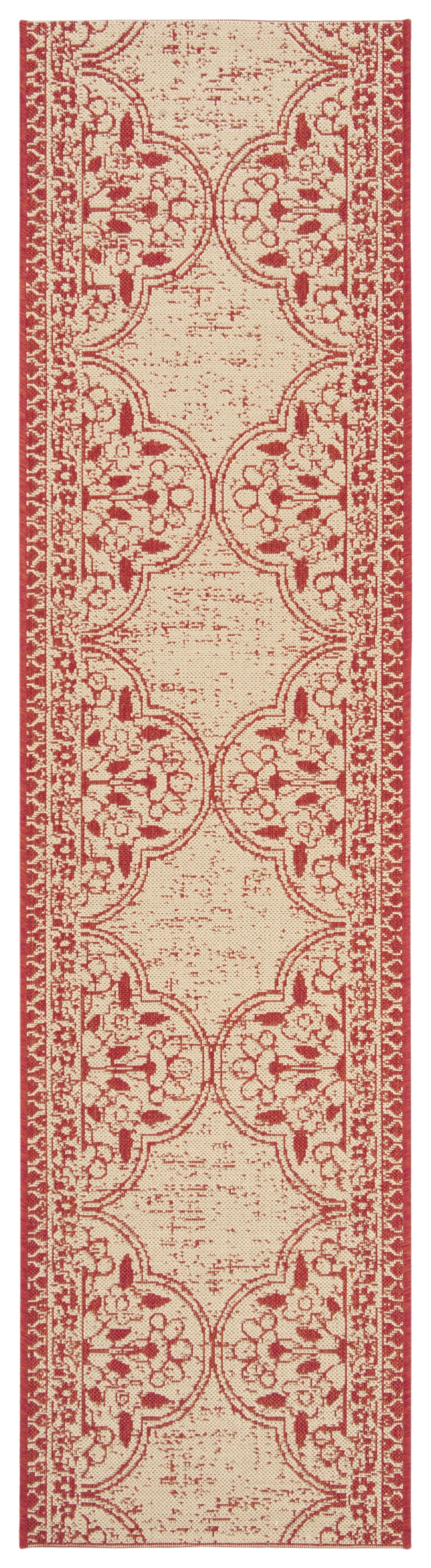 SAFAVIEH Beach House Justine Geometric Indoor/Outdoor Runner Rug, Red ...