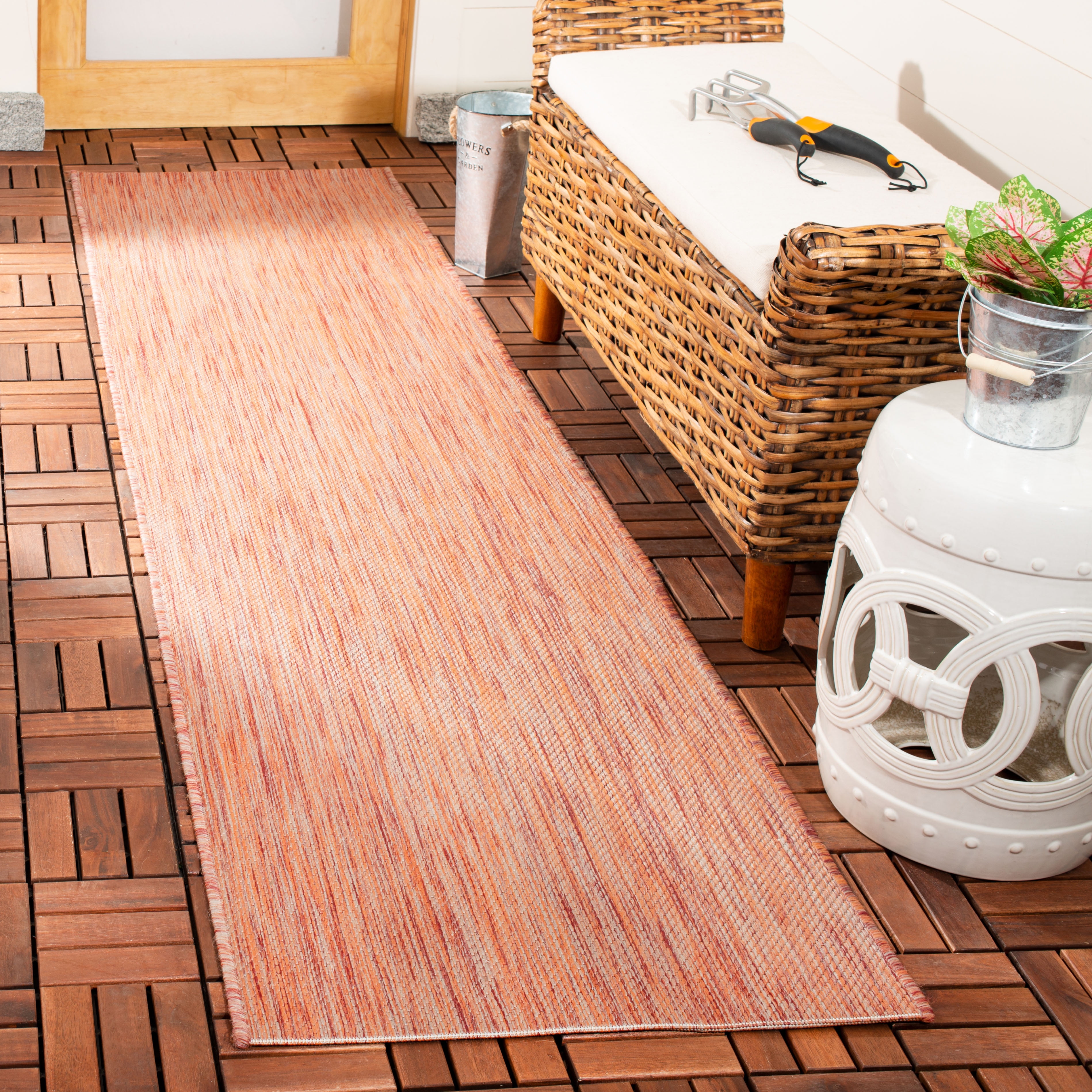 SAFAVIEH Beach House Tayler Solid Indoor/Outdoor Runner Rug, Rust, 2'2 ...
