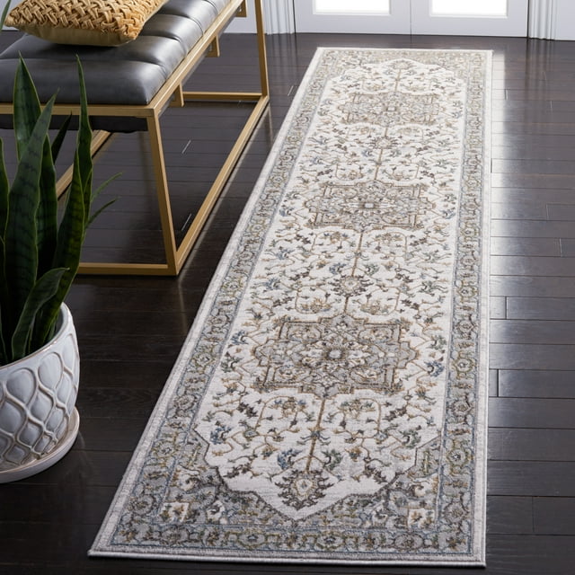 SAFAVIEH Bel Air Merlin Oriental Polyester Runner Rug, Gray/Light Gray ...