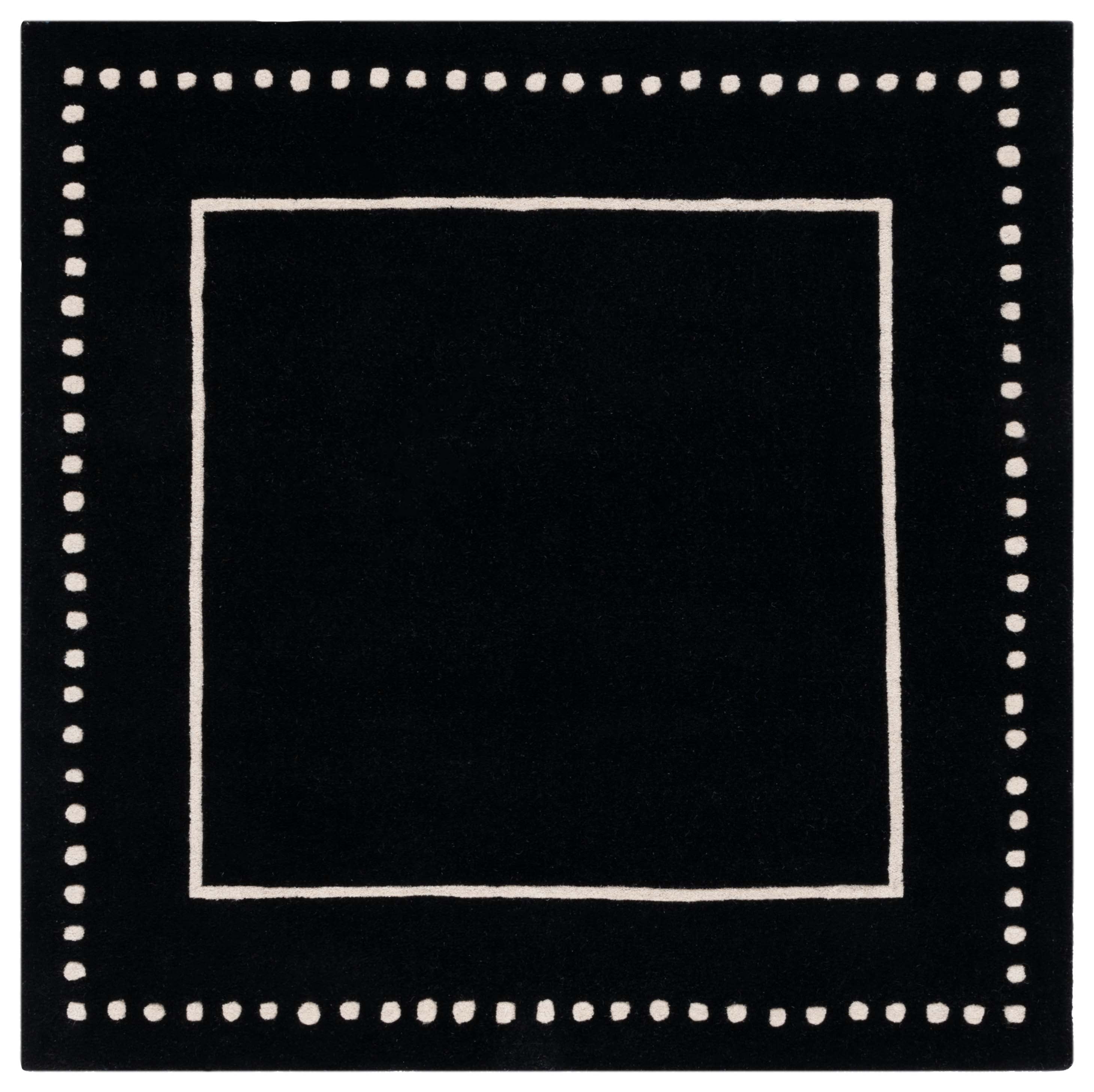 SAFAVIEH Bella Danita Bordered Wool Area Rug, Black/Ivory, 9' x 9 ...