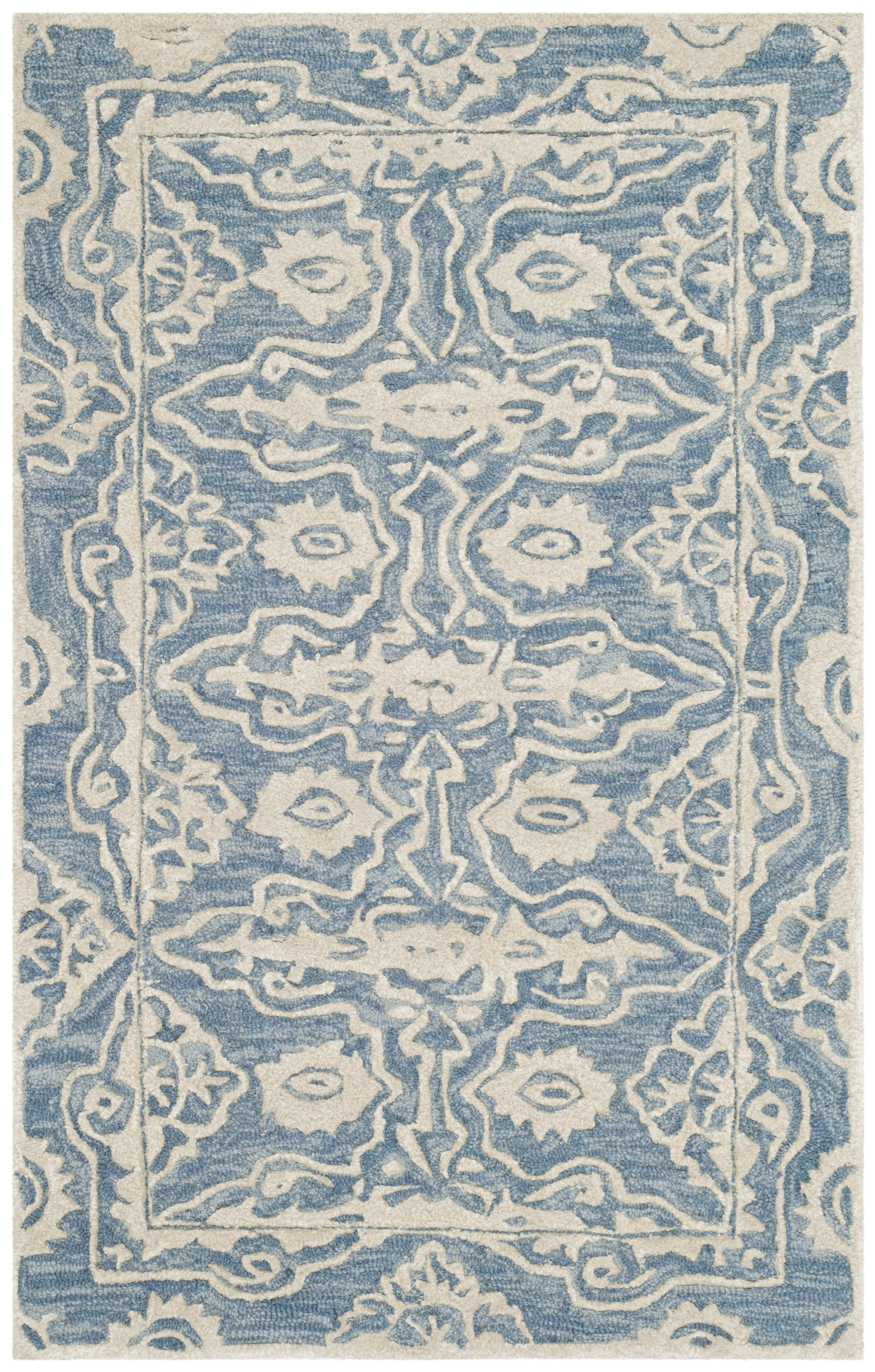 SAFAVIEH Bella Doriane Medallion Geometric Wool Area Rug, Blue/Ivory, 2 ...