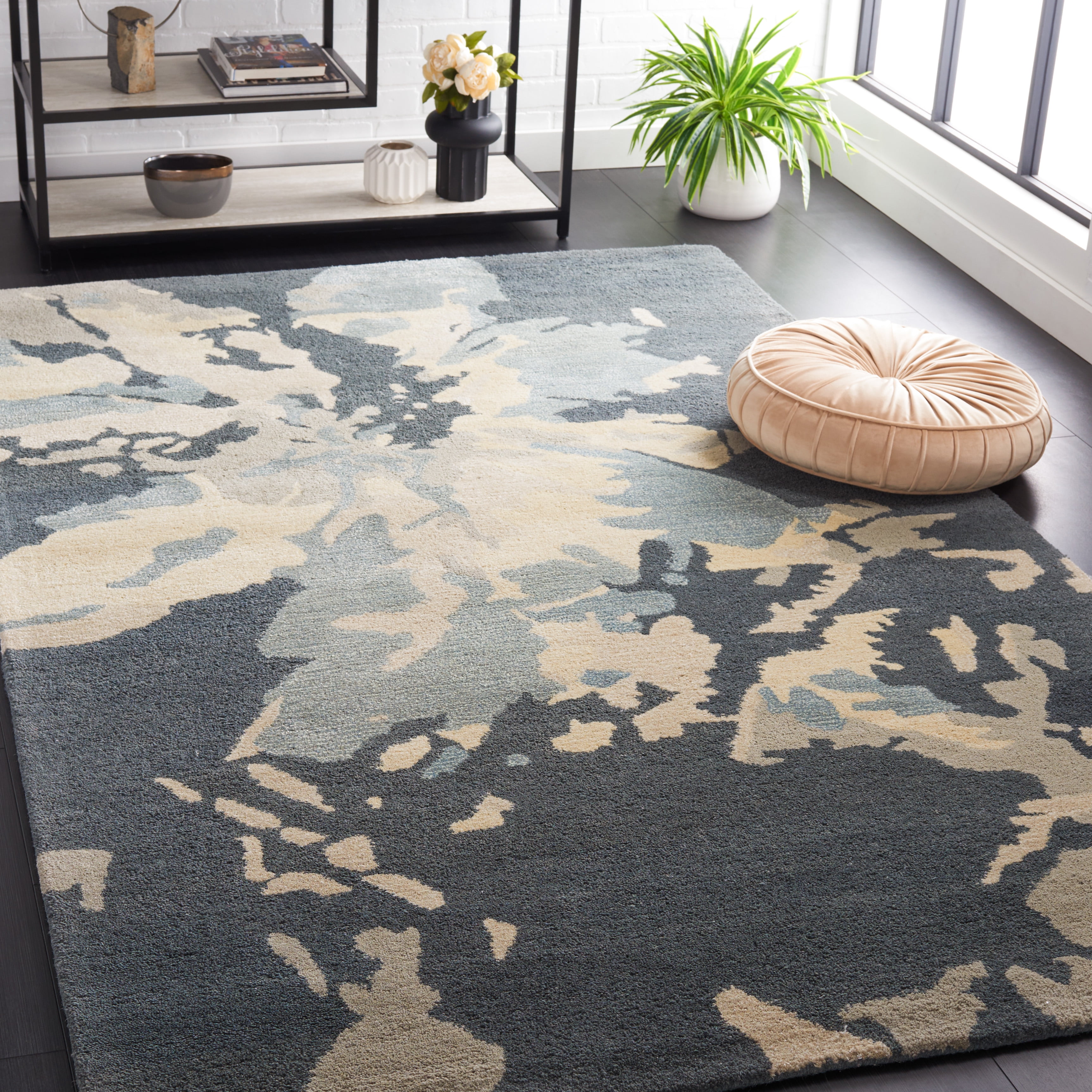 SAFAVIEH Bella Faye Abstract Camo Wool Area Rug, Steel Blue, 3' x 5 ...