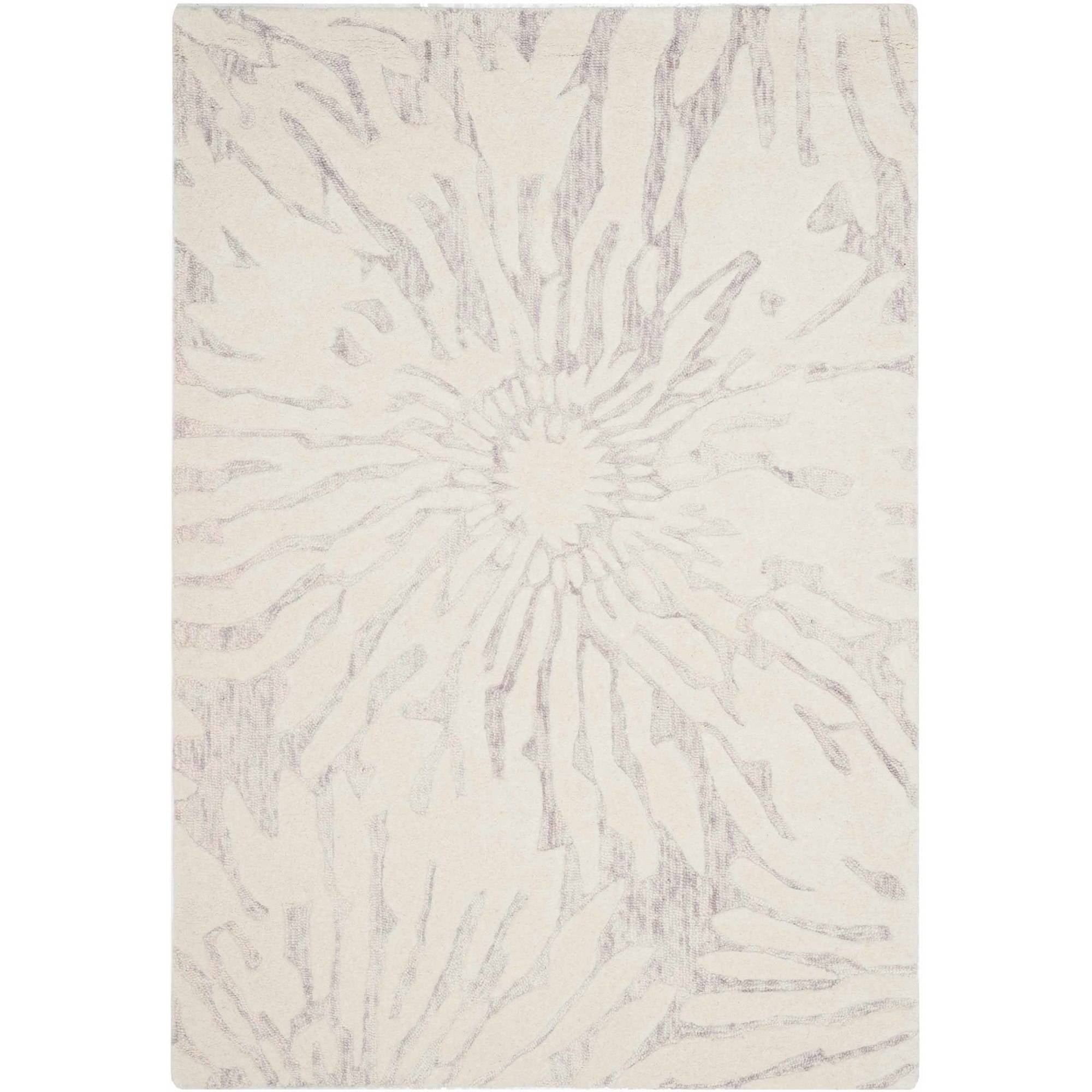SAFAVIEH Bella Goran Abstract Bursting High-Low Wool Area Rug, Silver ...