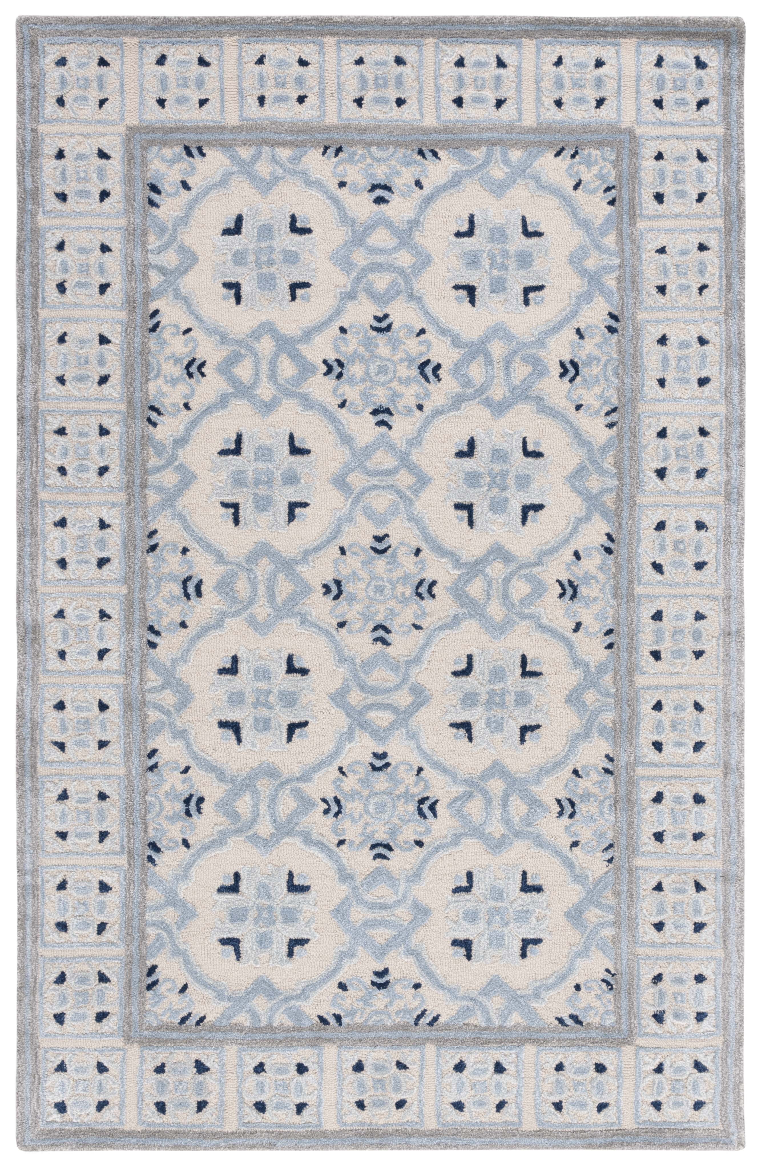 SAFAVIEH Bella Noelle Bordered Area Rug, Ivory/Blue, 5' x 8' - Walmart.com