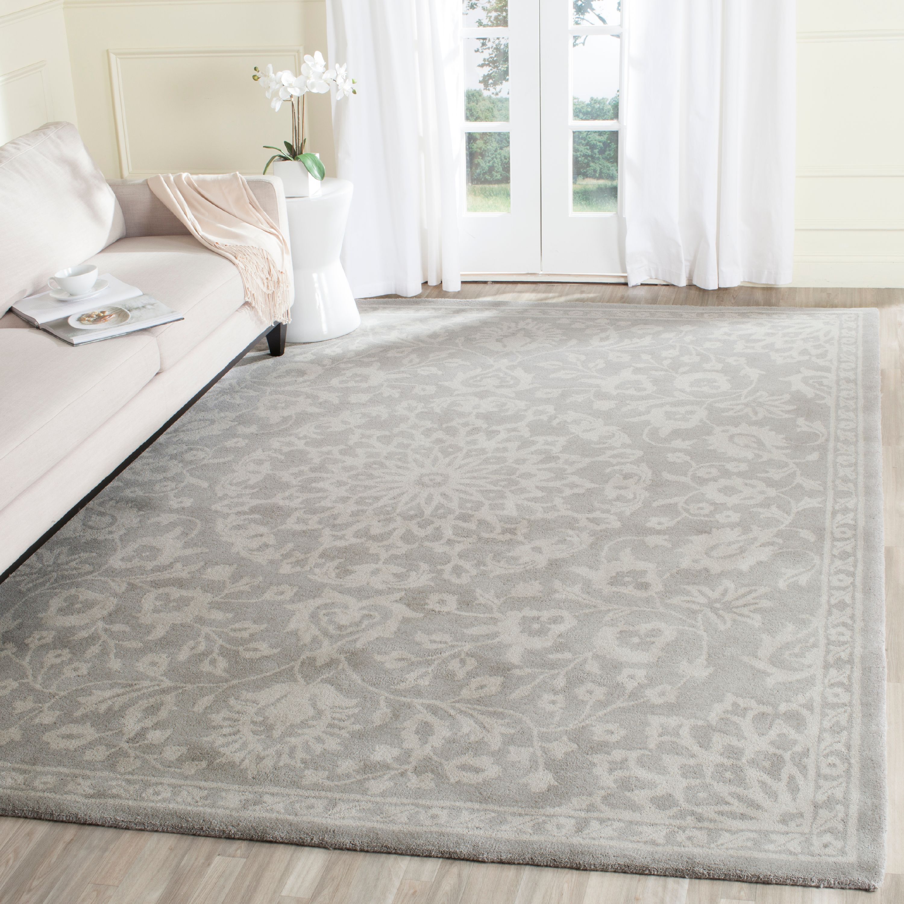 SAFAVIEH Allure Violet Floral Wool Area Rug, Grey/Blue, 4' x 6 ...