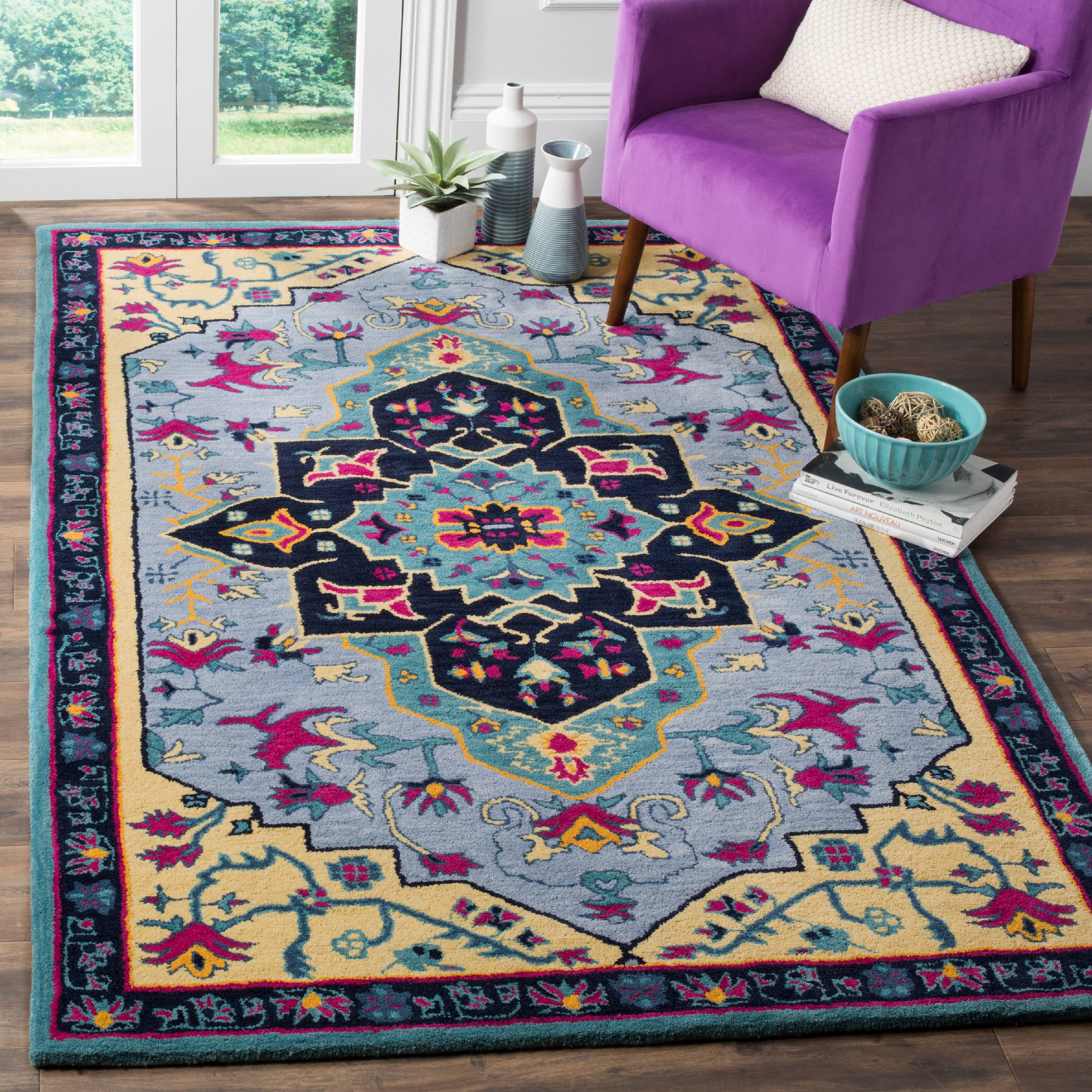 SAFAVIEH Bellagio BLG506B Handmade Light Blue /Multi Rug - Walmart.com