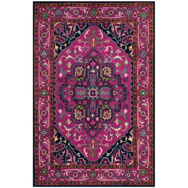 SAFAVIEH Bellagio Charlton Traditional Area Rug, Pink/Navy, 3' x 5 ...