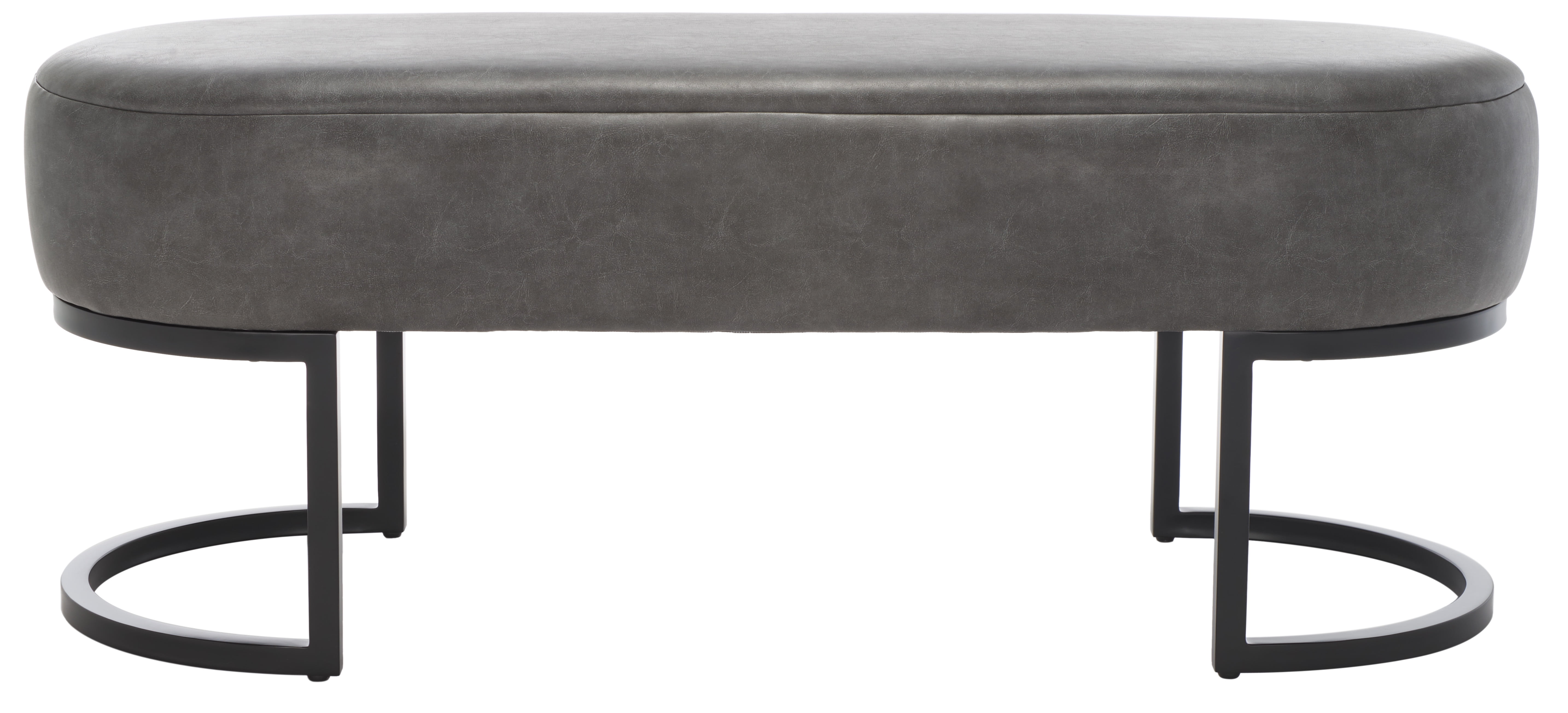 SAFAVIEH Bellezza Oval Solid Glam Bench, Grey Leather - Walmart.com