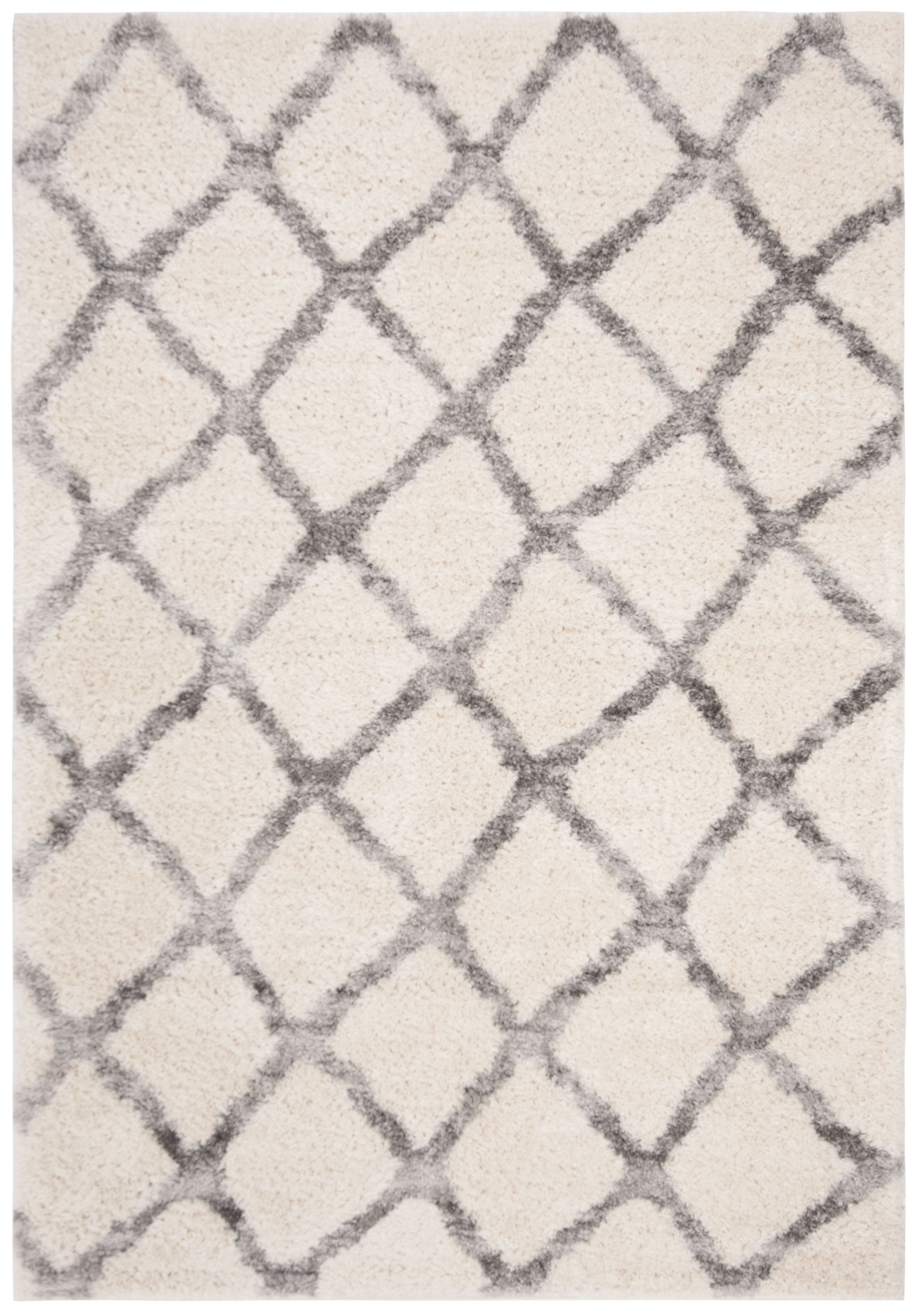 SAFAVIEH Berber Abel Geometric Shag Area Rug, Ivory/Grey, 3'3" x 5'3 ...