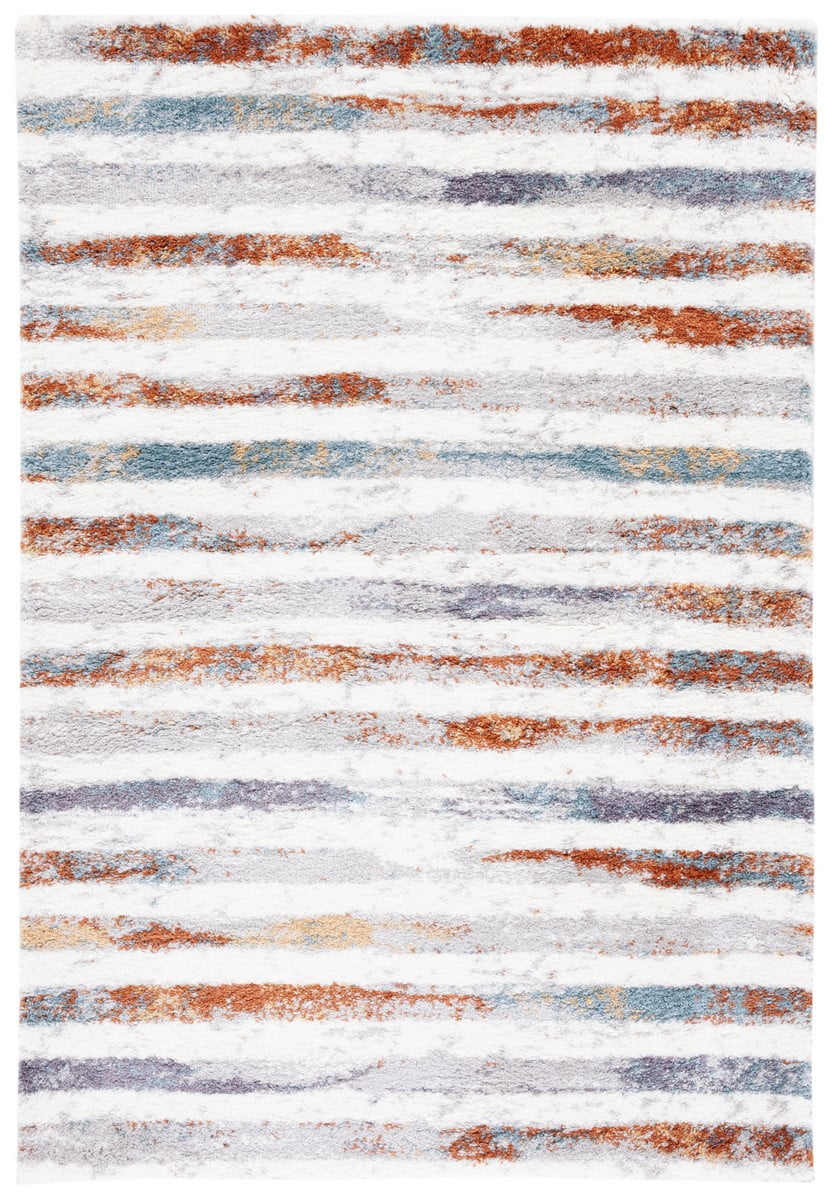 SAFAVIEH Berber Alphonse Abstract Shag Area Rug, 4'5" x 6'5", Blue Rust ...
