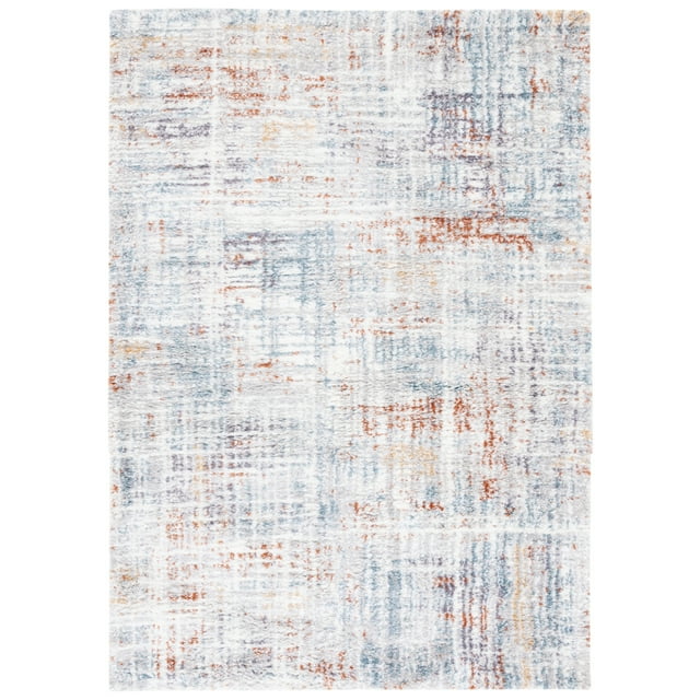 SAFAVIEH Berber Arvel Abstract Shag Area Rug, 5'5" x 7'7", Blue Rust ...