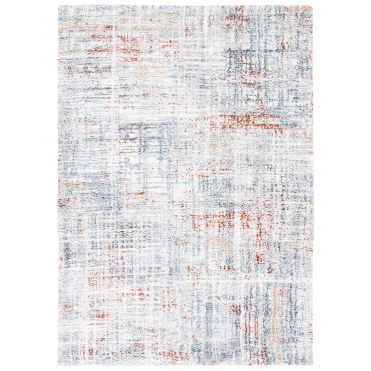 SAFAVIEH Berber Clover Abstract Polyester Shag Area Rug, Blue Rust ...