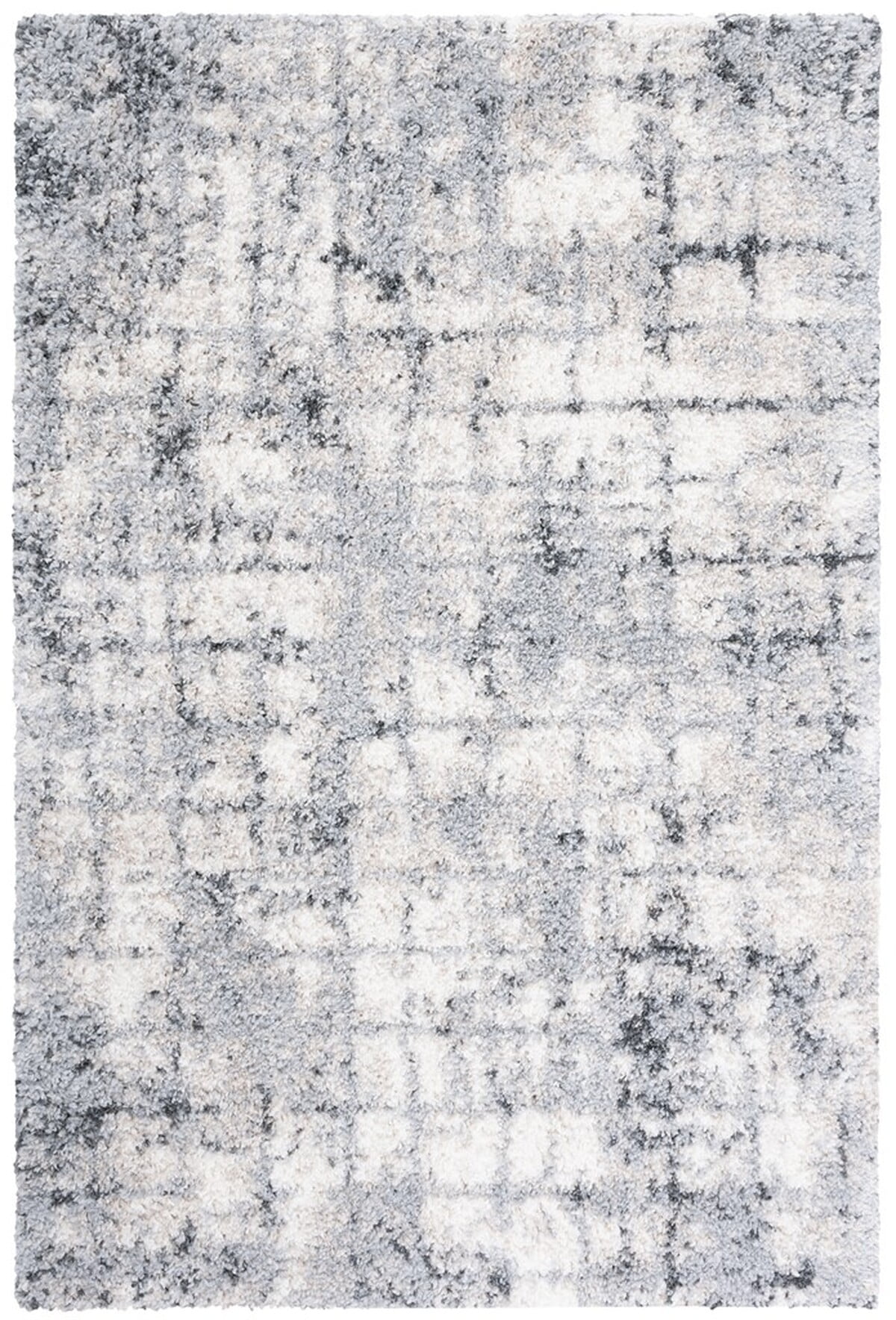 SAFAVIEH Berber Deonne Abstract Shag Area Rug, Grey/Ivory, 5'5" x 7'7 ...