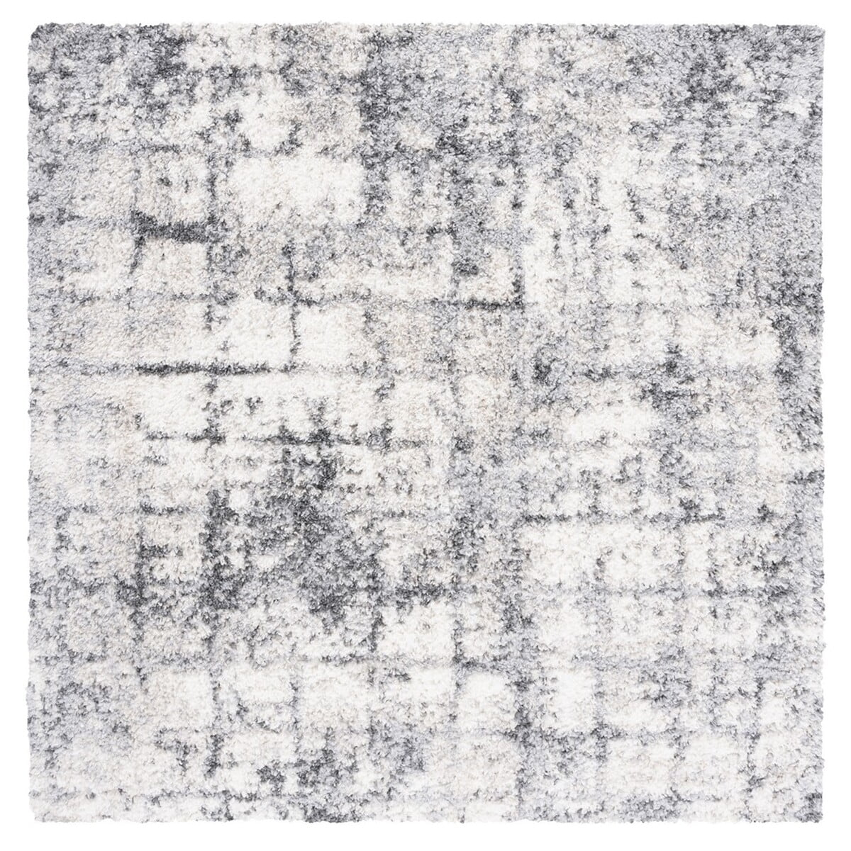 SAFAVIEH Berber Deonne Abstract Shag Area Rug, Grey/Ivory, 6'7" x 6'7 ...