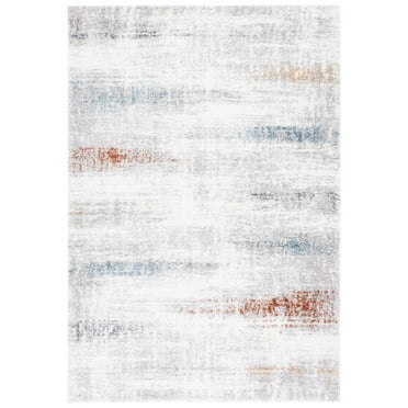 SAFAVIEH Berber Arvel Abstract Shag Area Rug, 5'5" x 7'7", Blue Rust ...