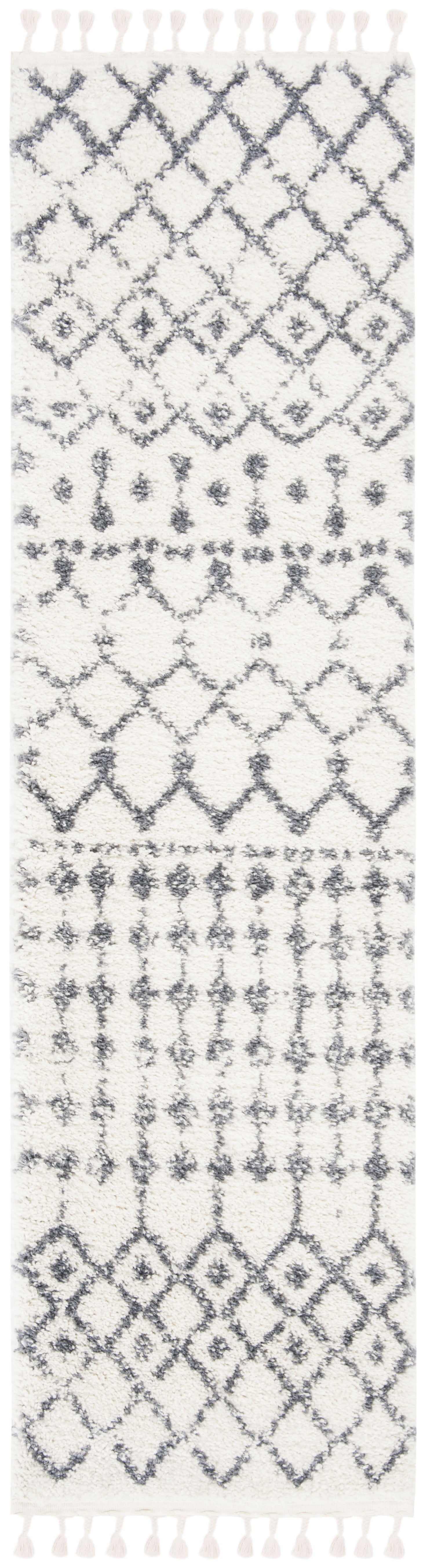 SAFAVIEH Berber Fringe Erin Aztec Shag Runner Rug, Cream/Dark Grey, 2'2 ...