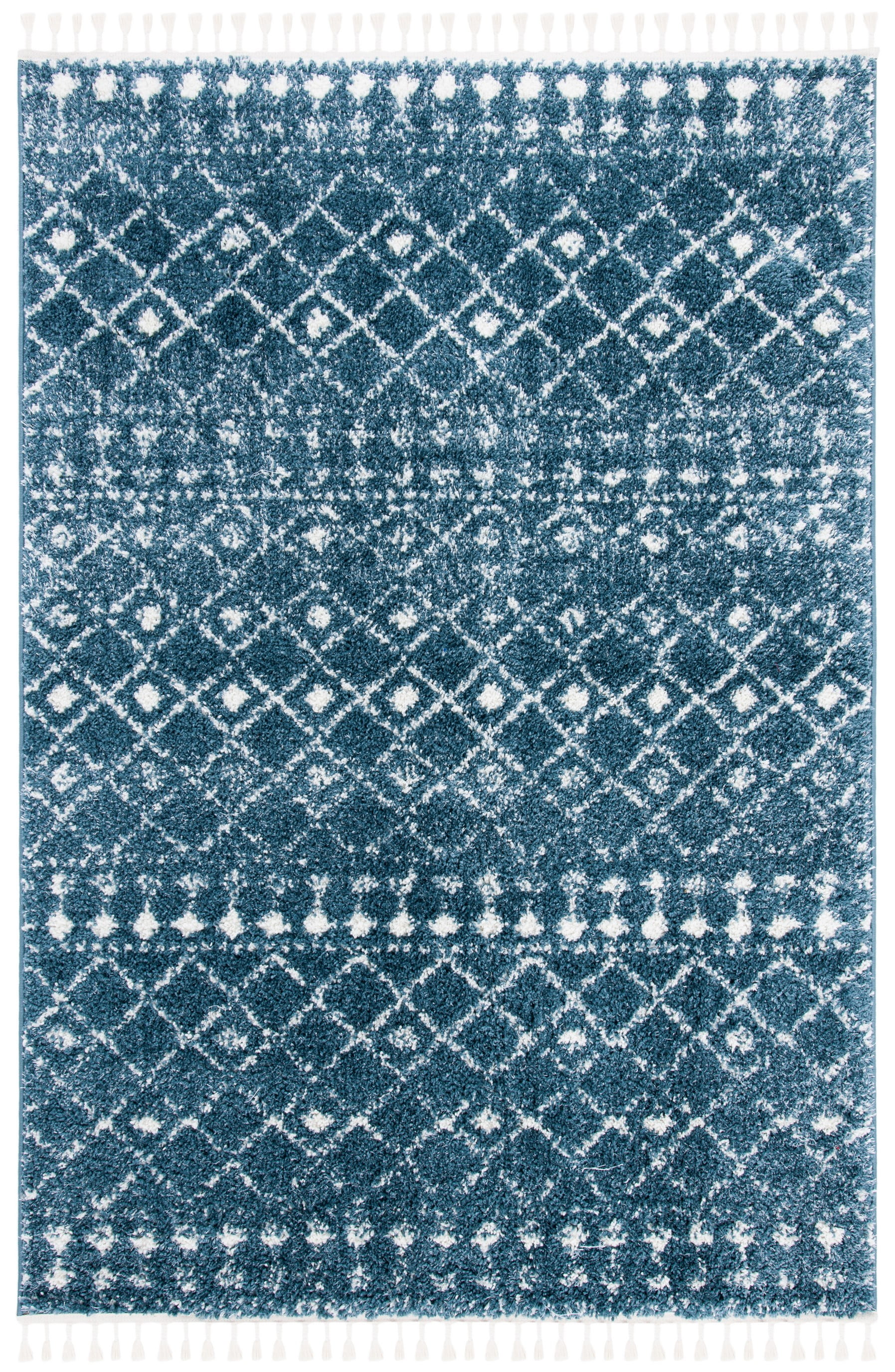 SAFAVIEH Berber Fringe Shag Nathan Aztec Area Rug, Blue/Ivory, 5' x 7 ...