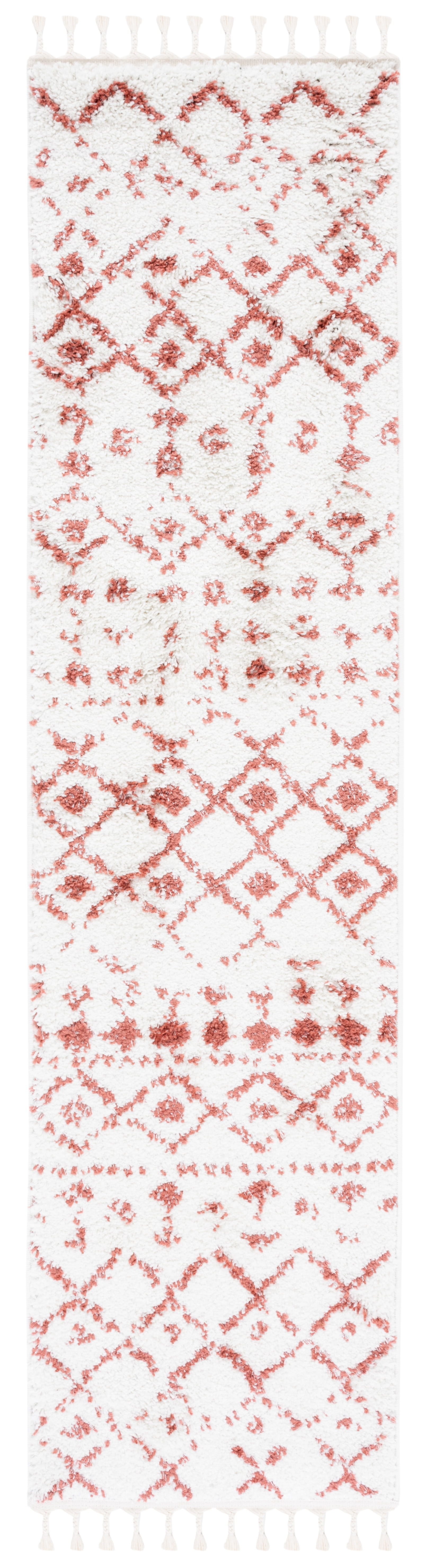 SAFAVIEH Berber Fringe Shag Vinal Aztec Runner Rug, Ivory/Rust, 2'2" x ...