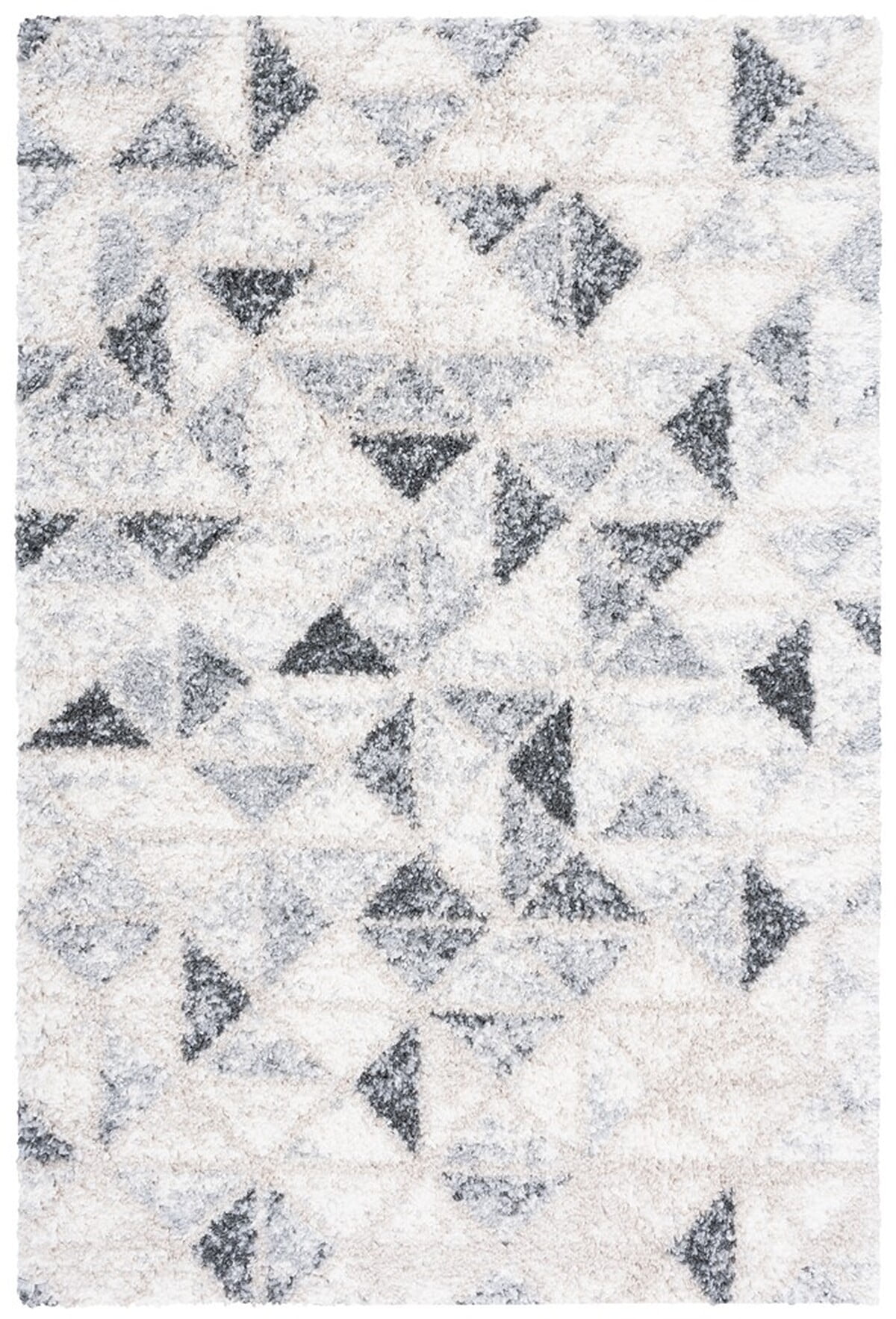 SAFAVIEH Berber Kayleah Abstract Shag Area Rug, 5'5" x 7'7", Grey/Ivory ...