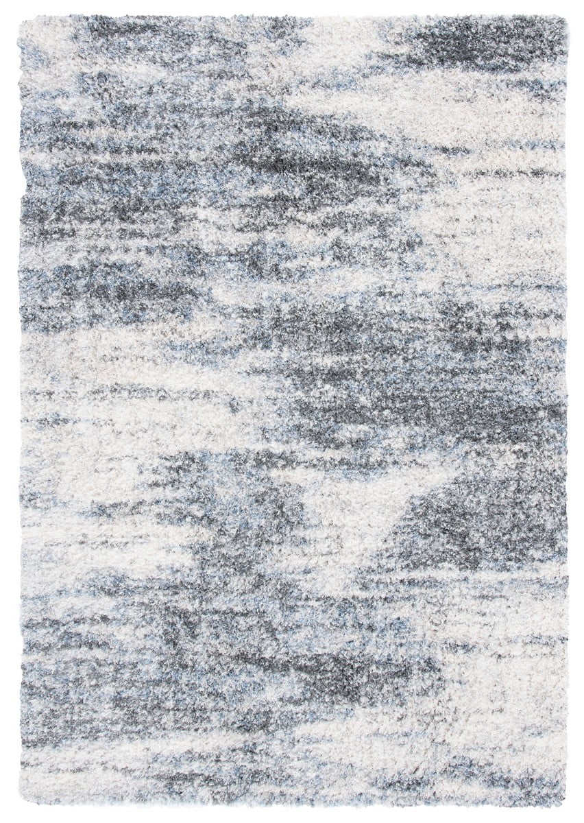 SAFAVIEH Berber Kyler Abstract Shag Area Rug, 5'3" x 7'6", Ivory/Grey ...
