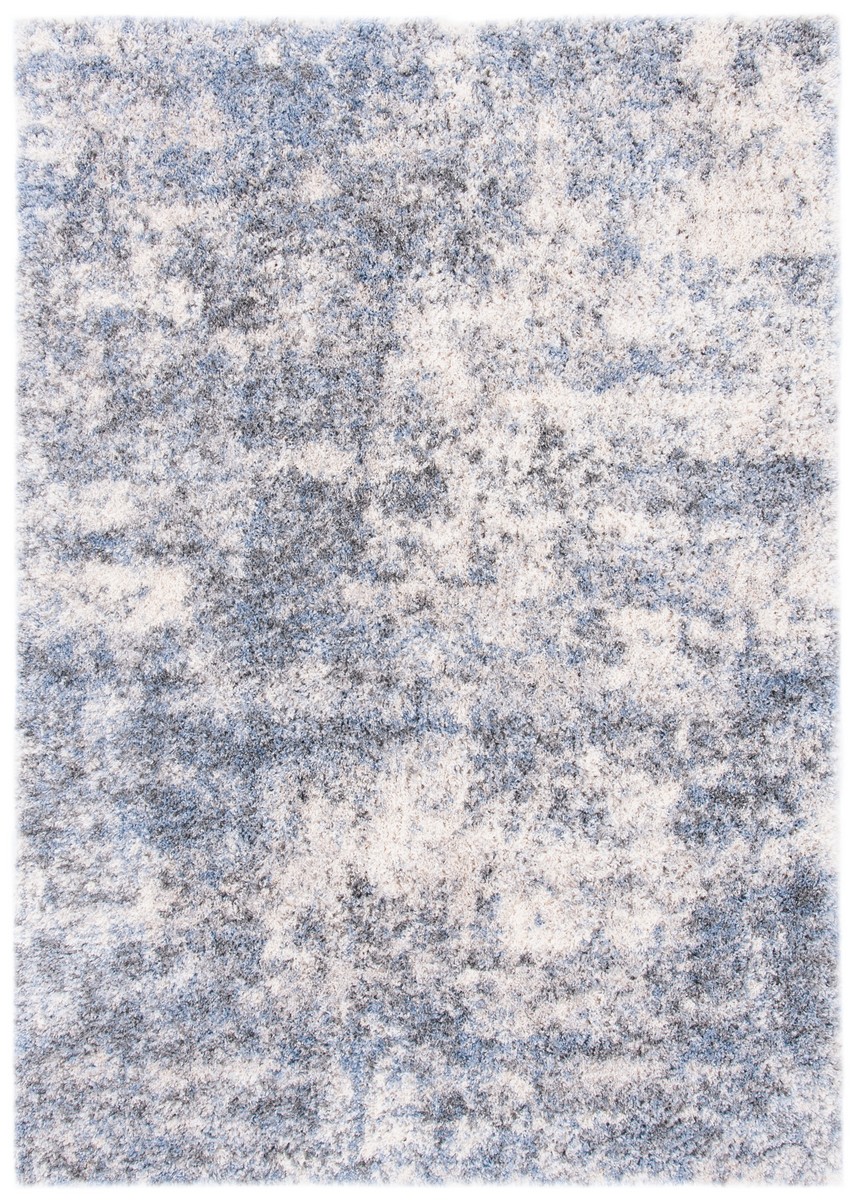 SAFAVIEH Berber Arvel Abstract Shag Area Rug, 5'5" x 7'7", Blue Rust ...
