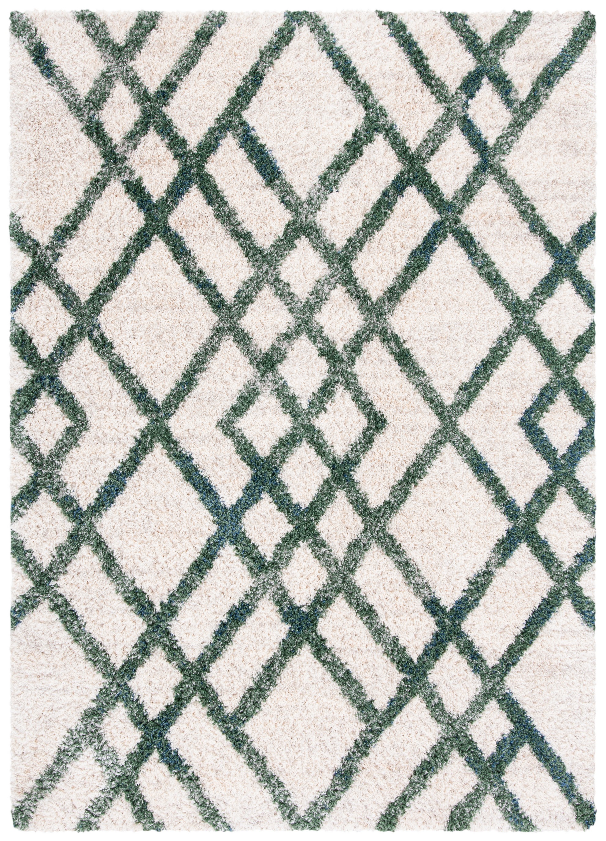 SAFAVIEH Berber Vana Geometric Shag Area Rug, Cream/Navy, 9' x 12 ...