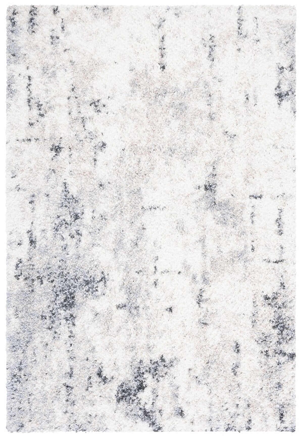 SAFAVIEH Berber Shanelle Abstract Shag Area Rug, Ivory/Grey, 5'5" x 7'7 ...