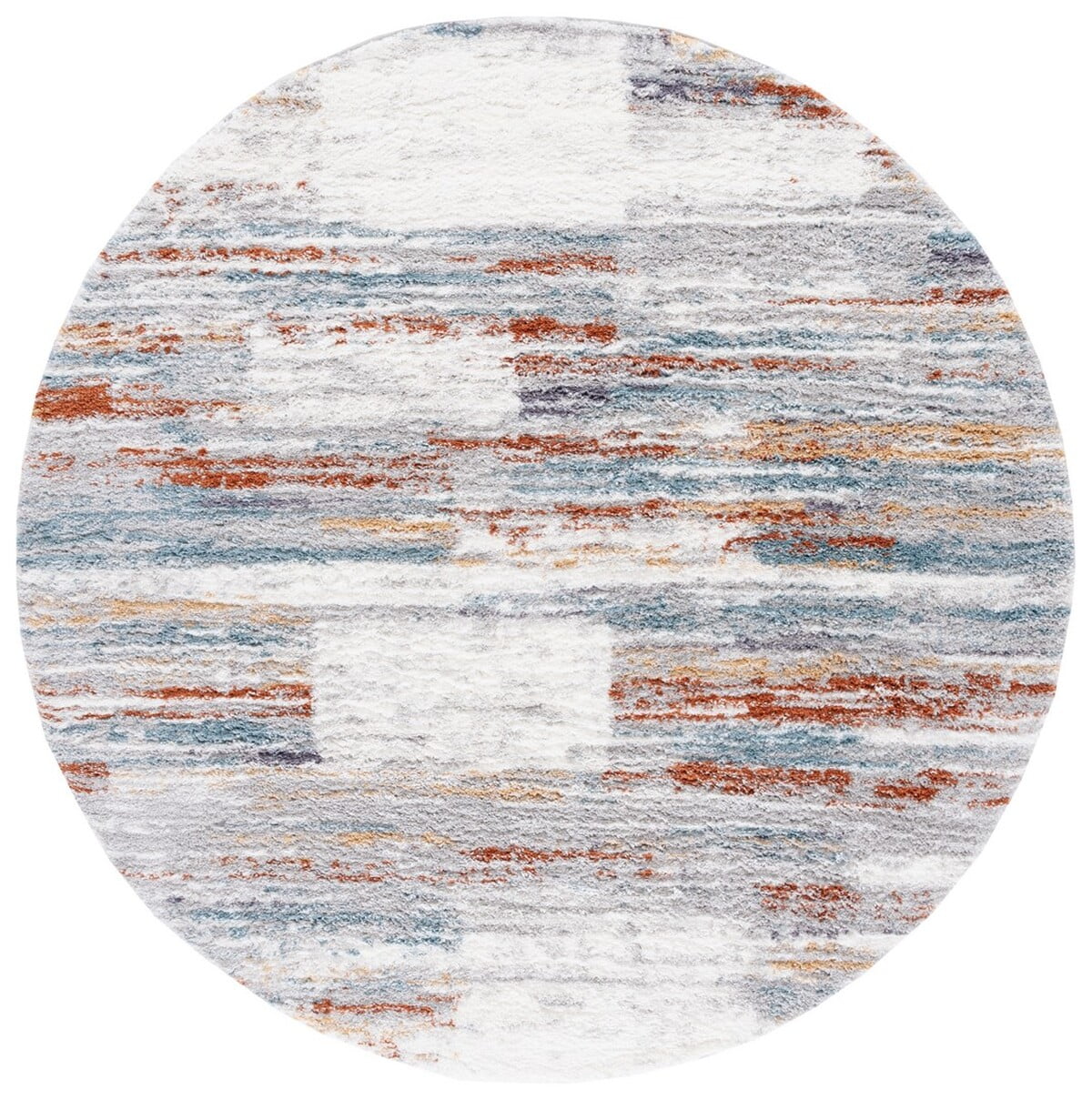 SAFAVIEH Berber Shavonne Abstract Shag Area Rug, 7' x 7' Round, Blue ...