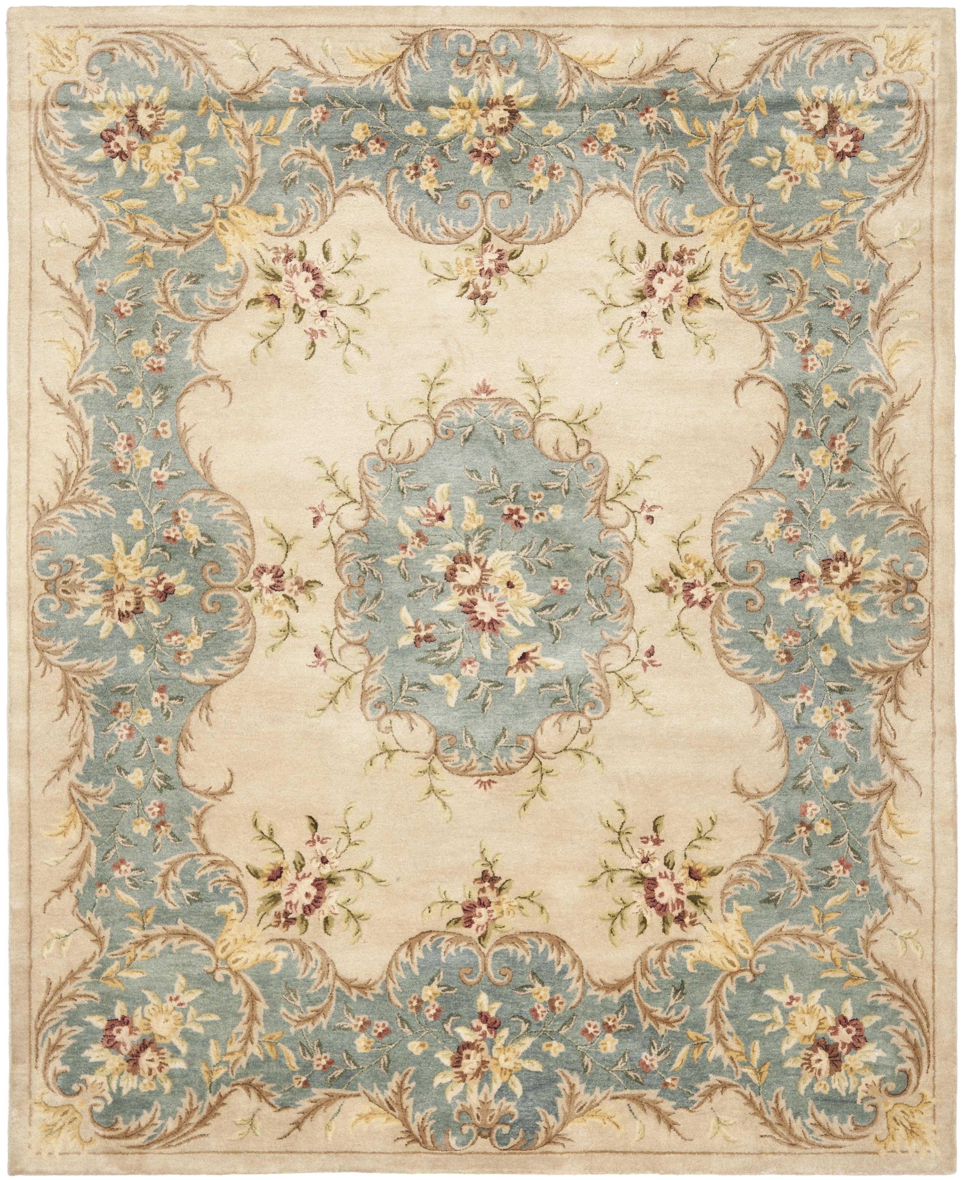 SAFAVIEH Bergama Drummond Oriental Wool Area Rug, Ivory/Light Blue, 9 ...