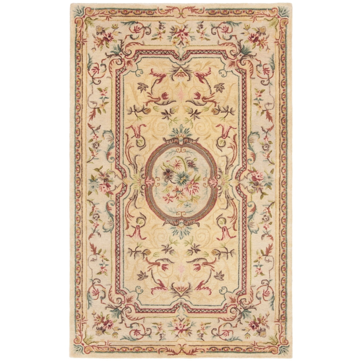 Safavieh Wool Oriental Accent Area Rug, Light Gold Beige, 5' x 8', Hand ...