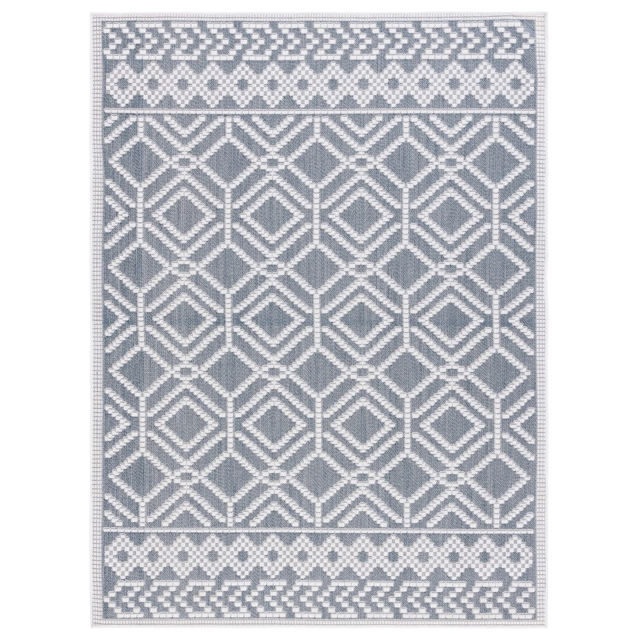 SAFAVIEH Bermuda Leonard Geometric Indoor/Outdoor Area Rug, Navy/Ivory ...