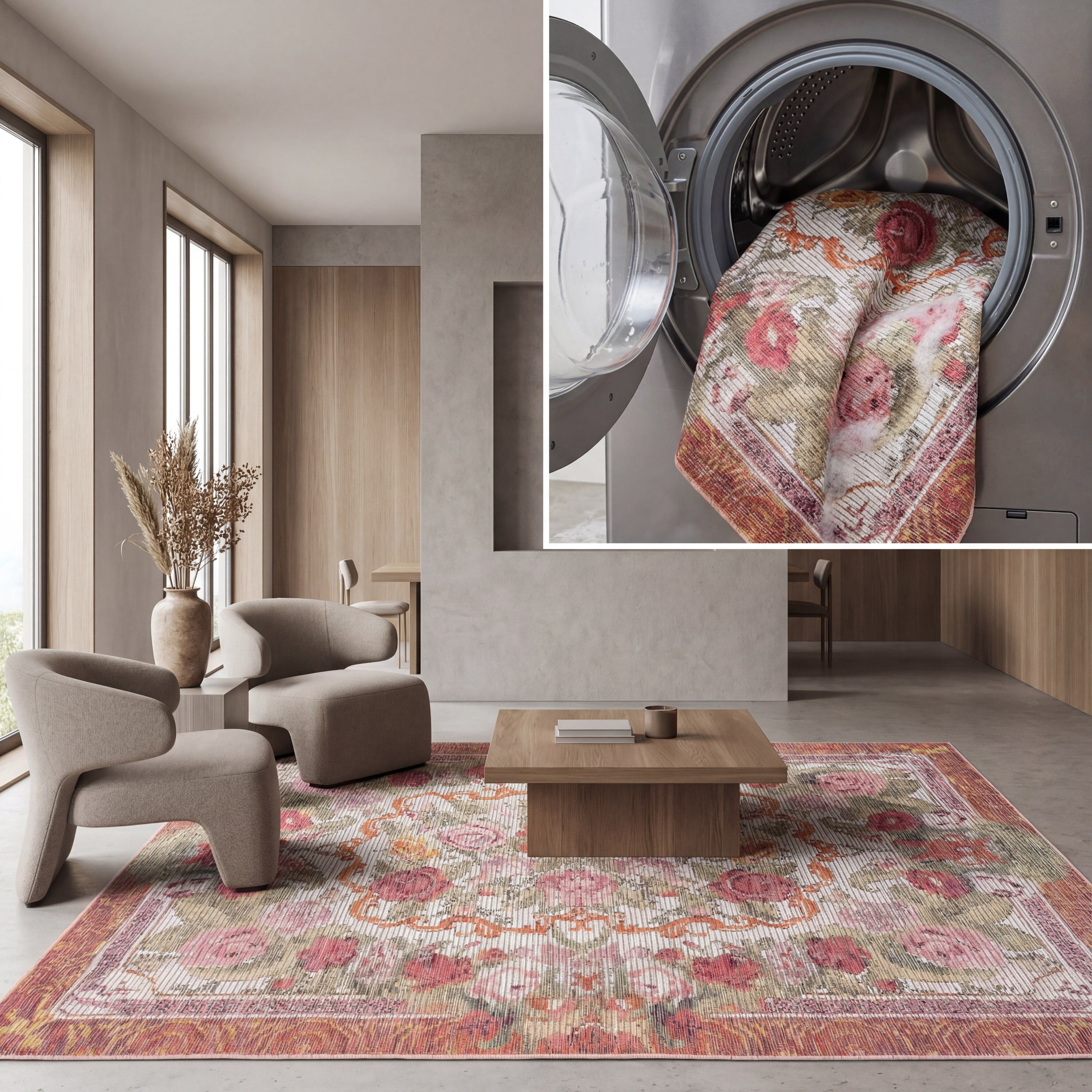 SAFAVIEH Besarabian Evonne Floral Machine Washable Area Rug, Ivory/Sage ...