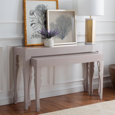 SAFAVIEH Josef Retro Lacquer Floating Top Console Table White / Dark ...