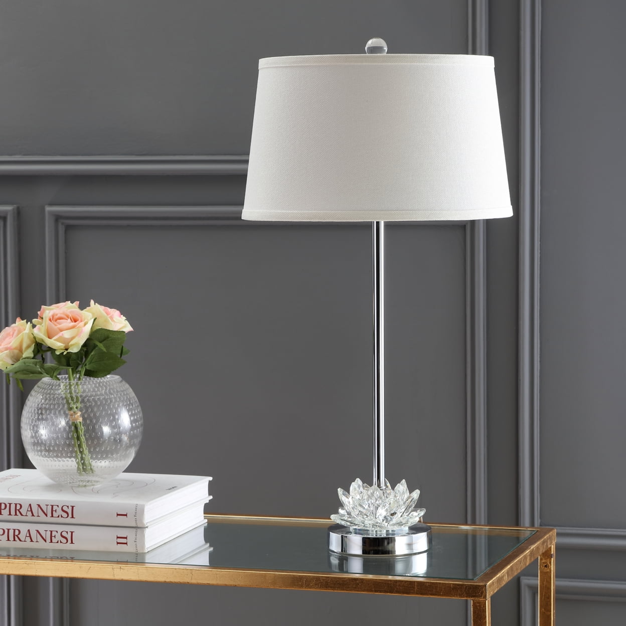 SAFAVIEH Beverly 23 in. H Crystal/Iron Table Lamp, Clear, Set of 2 ...